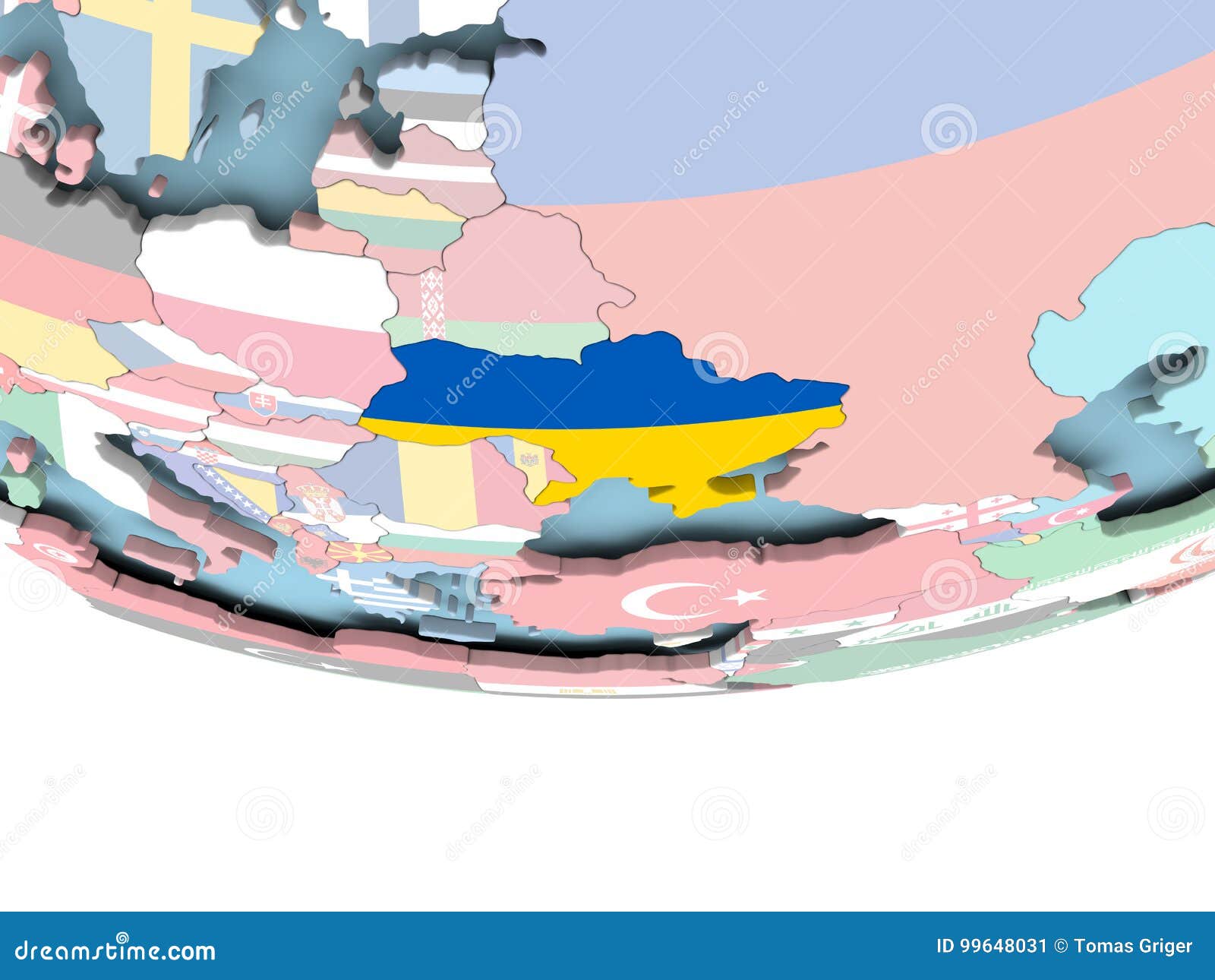 Map of Ukraine with Flag on Globe Stock Illustration - Illustration of ...