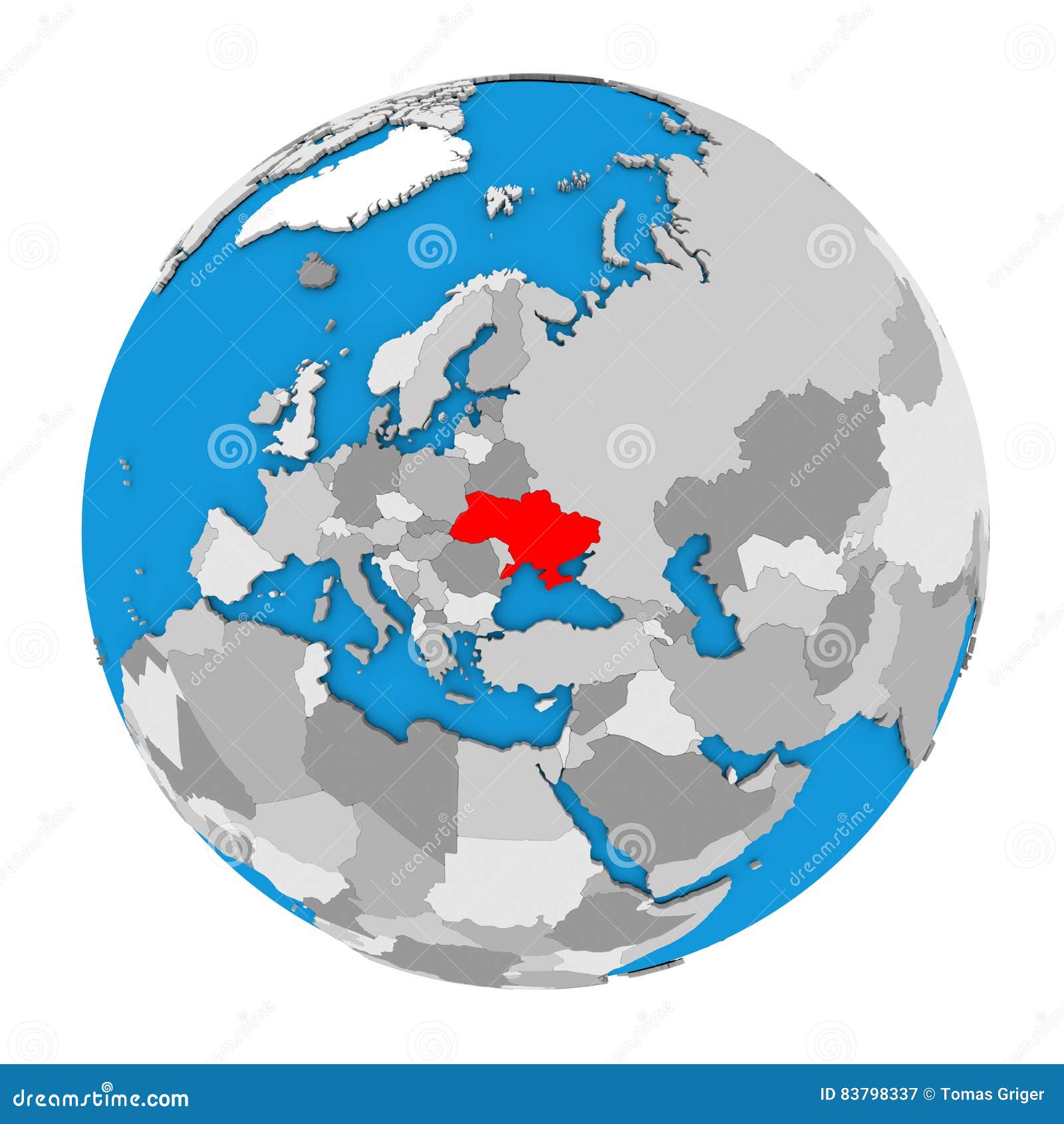 Ukraine on globe stock illustration. Illustration of earth - 83798337