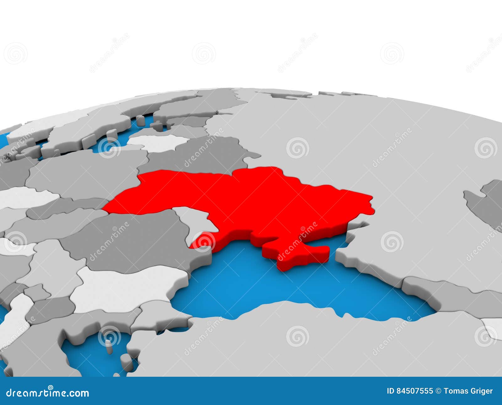 Ukraine on globe in red stock illustration. Illustration of country ...