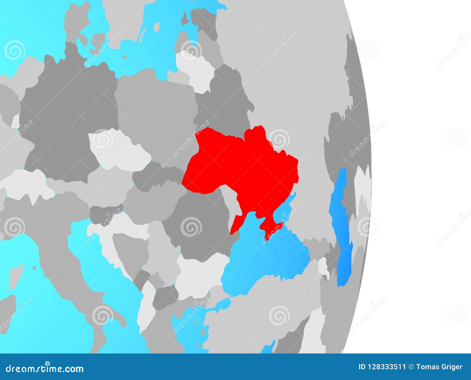Ukraine on globe stock illustration. Illustration of globe - 128333511