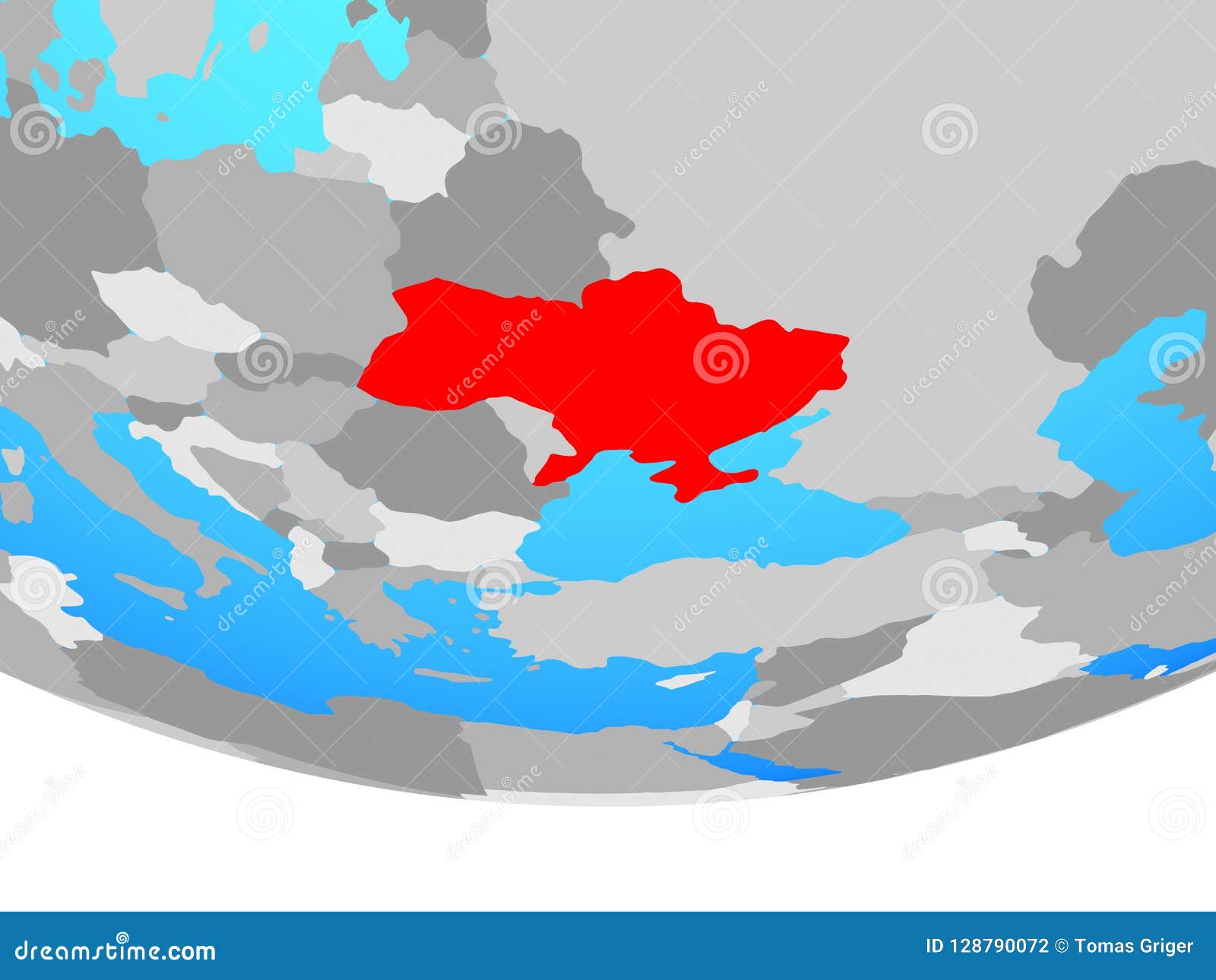 Ukraine on globe stock illustration. Illustration of country - 128790072