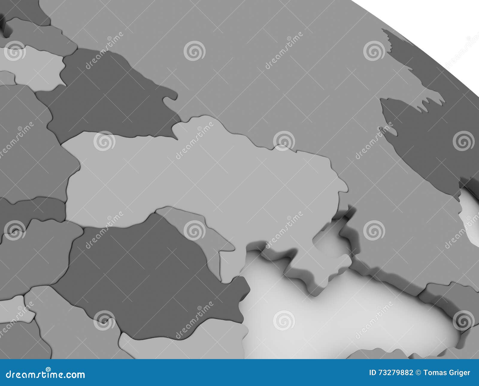 Ukraine on grey 3D map stock illustration. Illustration of european ...