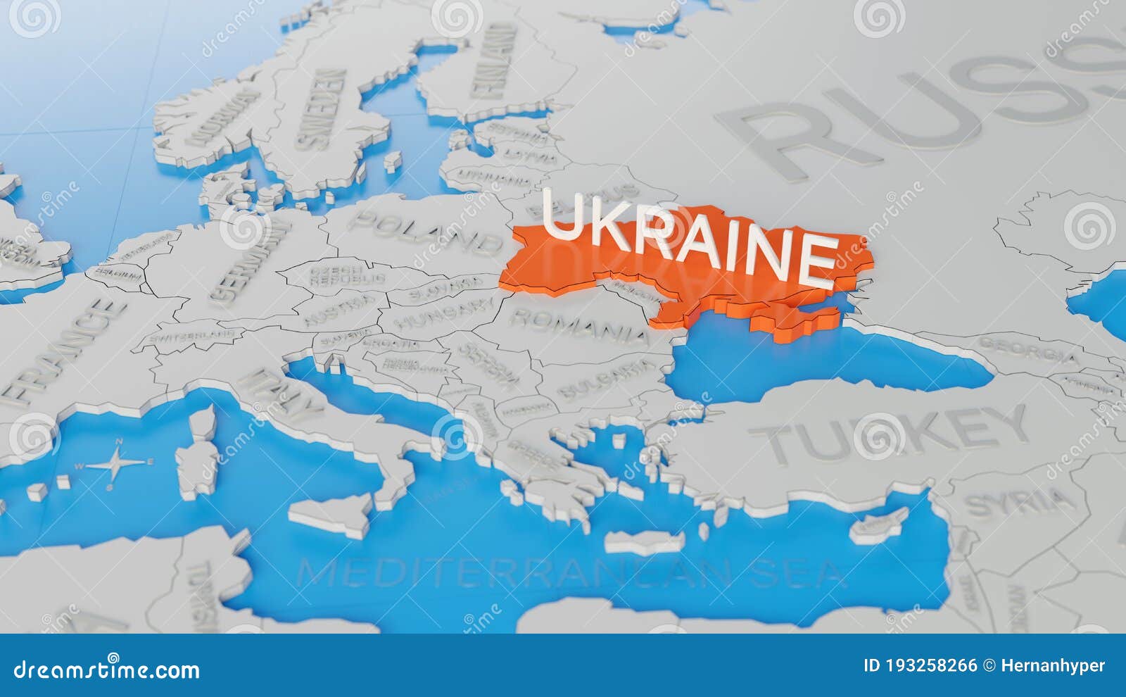 Map Of Ukraine Highlighted In Blue And Yellow Colors On The World Map ...