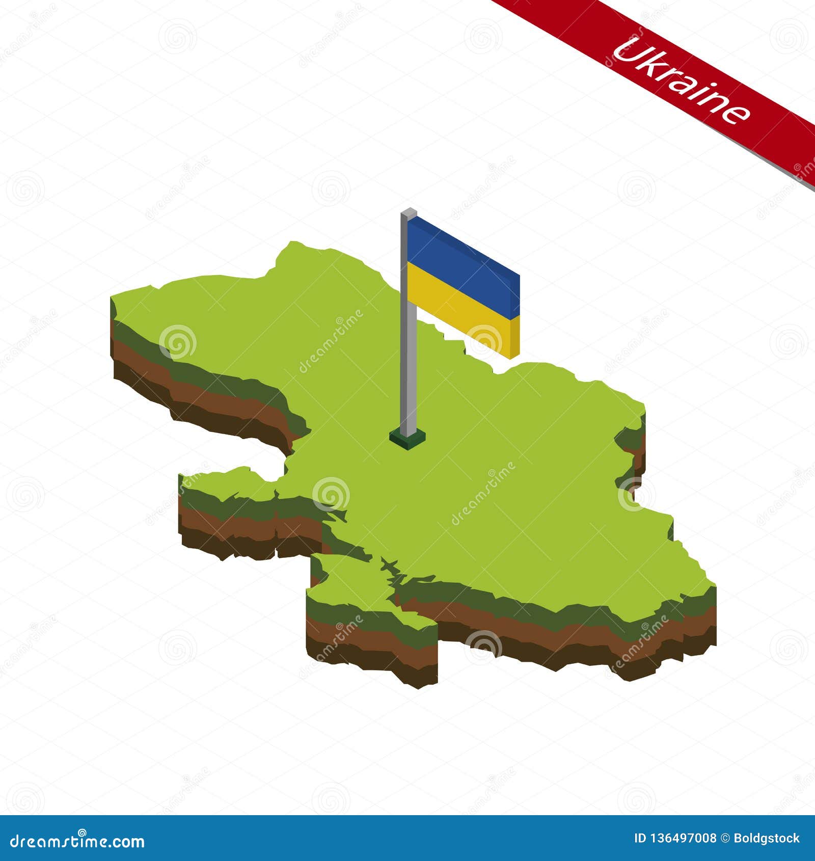 Ukraine Isometric Map and Flag. Vector Illustration Stock Vector ...