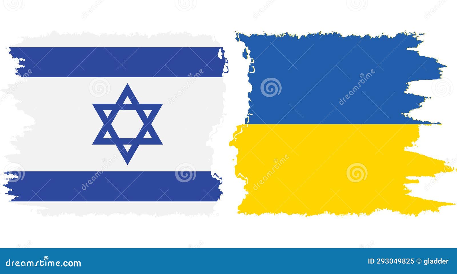 Ukraine And Israel Flag On A Flagpole, 3D Image. Ukrainian And Israeli ...