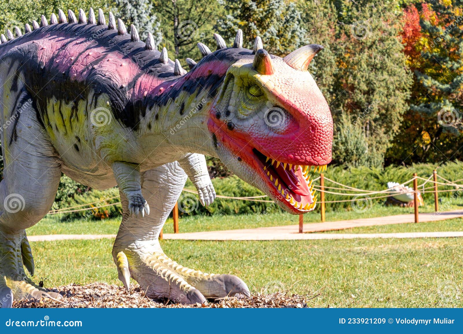 Ukraine, Khmelnitsky, October 2021. Dinosaur, Carnotaurus Close Up with ...