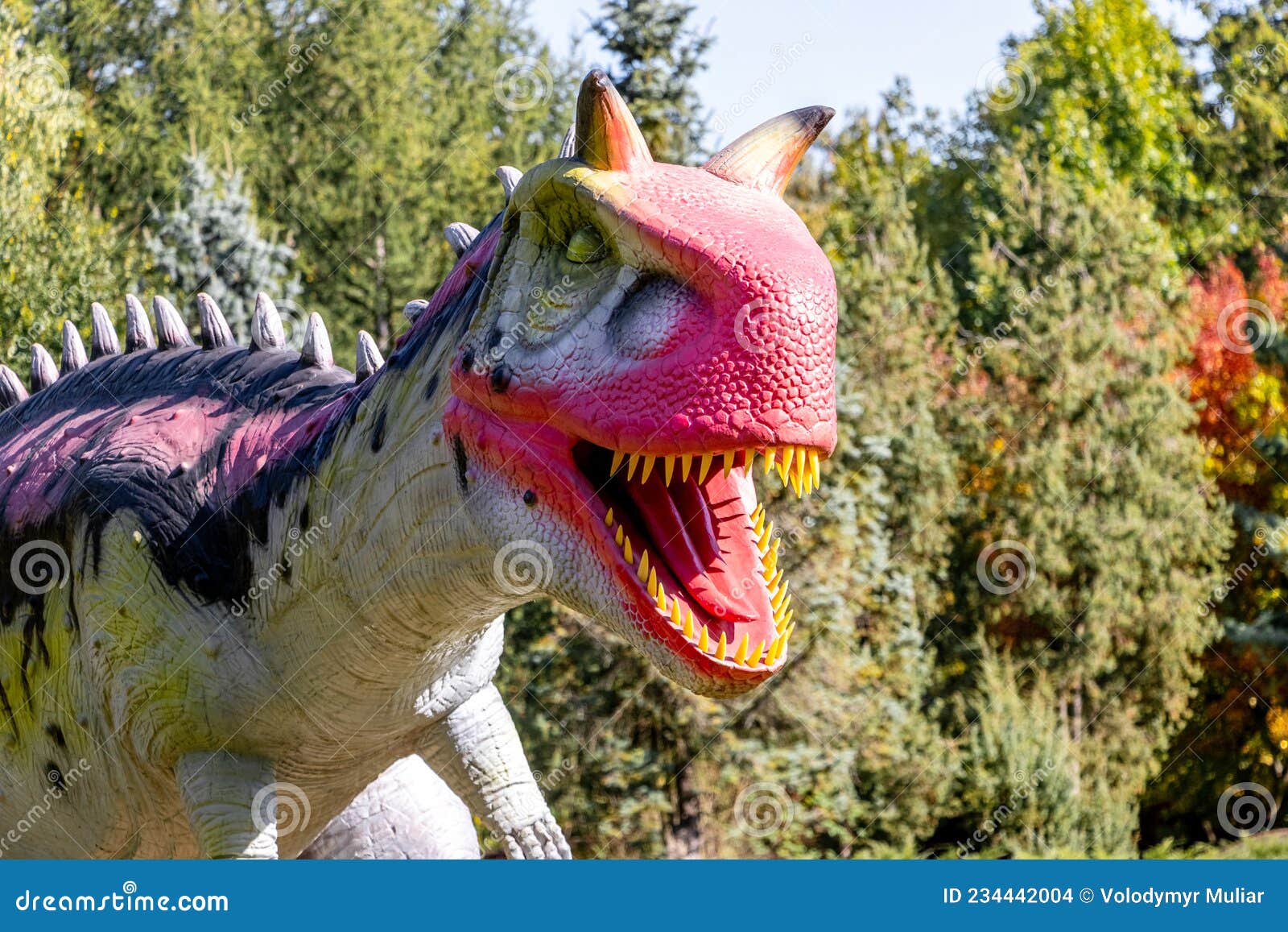 Ukraine, Khmelnitsky, October 2021. Dinosaur, Carnotaurus Close Up With ...