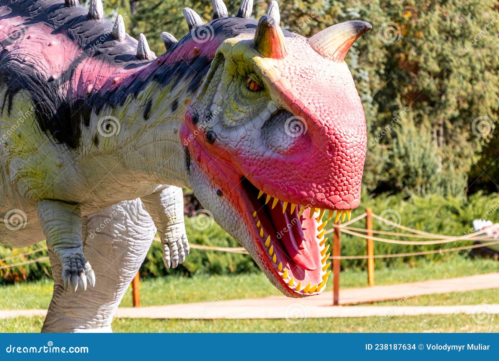 Ukraine, Khmelnitsky, October 2021. Dinosaur, Carnotaurus Close Up with ...