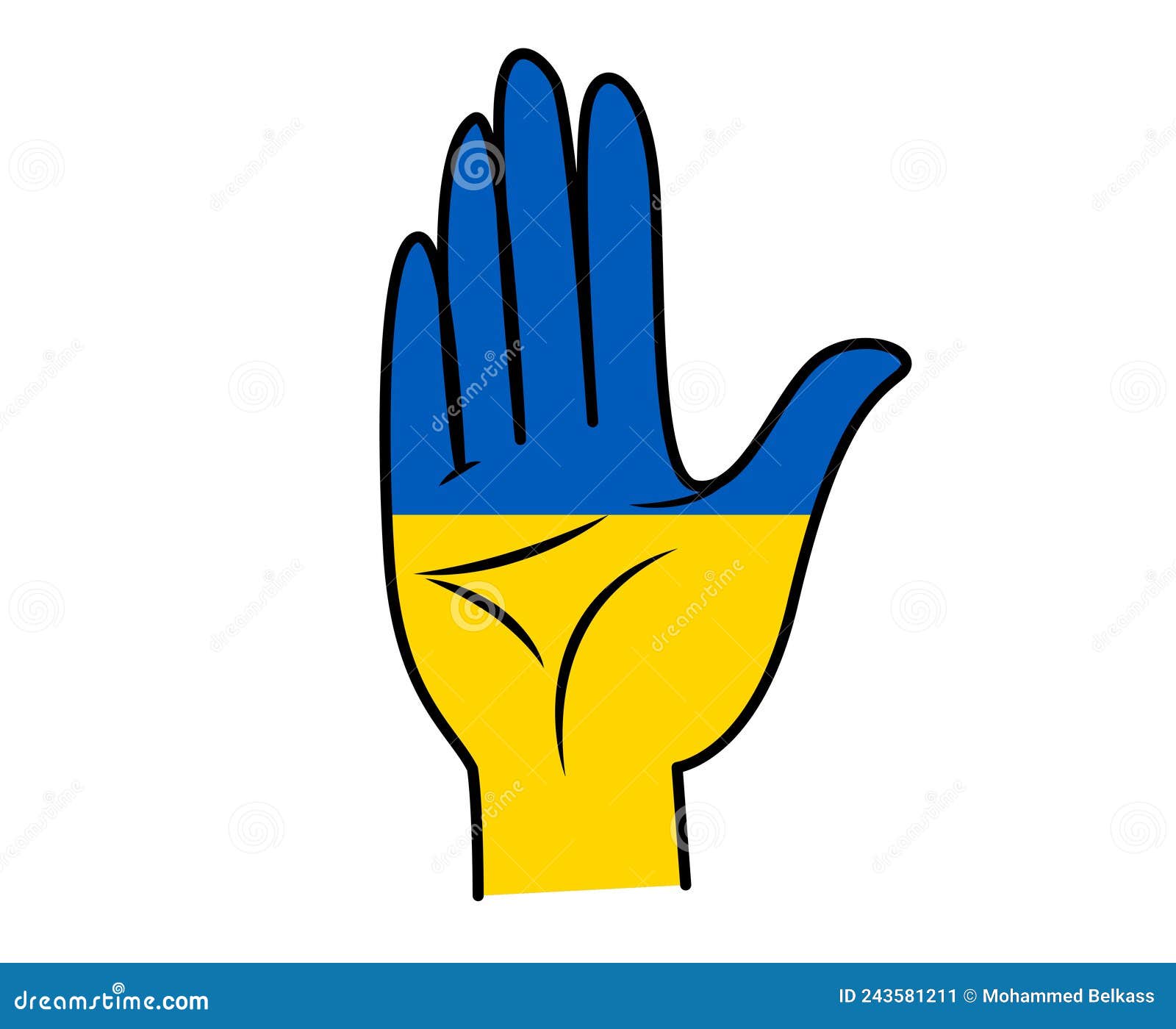 Ukraine Hand Flag Emblem Symbol Abstract National Europe Stock Vector ...
