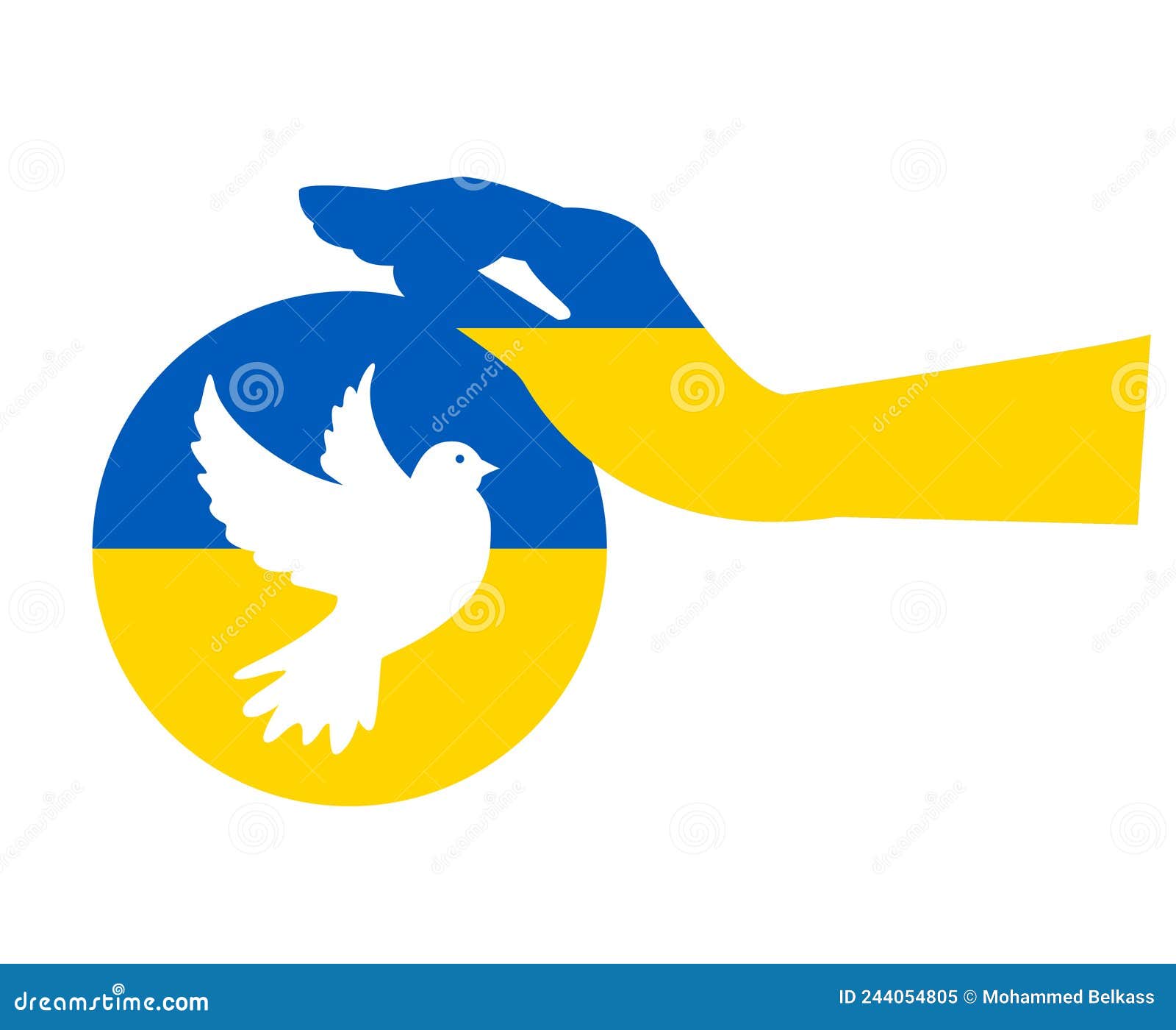 Ukraine Flag Emblem with Dove of Peace and Hand Symbo Stock Vector ...