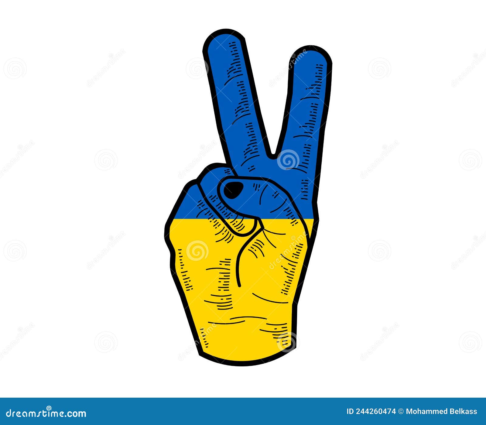 Ukraine Hand Peace Flag Emblem Symbol National Europe Stock Vector ...