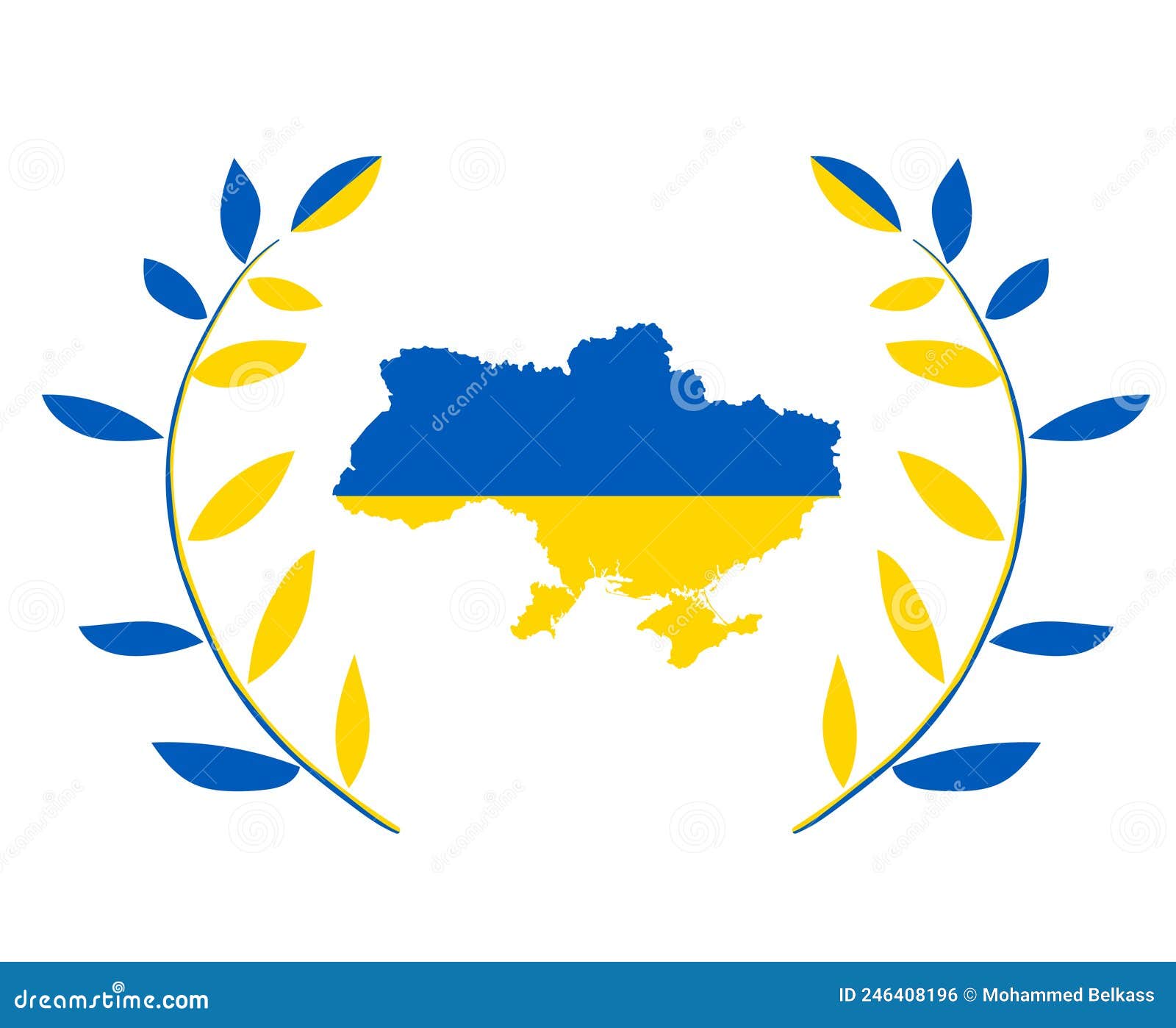 Ukraine Map and Tree Leaves Emblem National Europe Stock Illustration ...