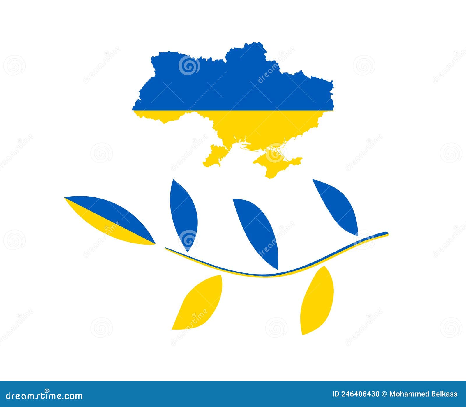 Ukraine Map and Tree Leaves Flag Emblem National Europe Stock ...