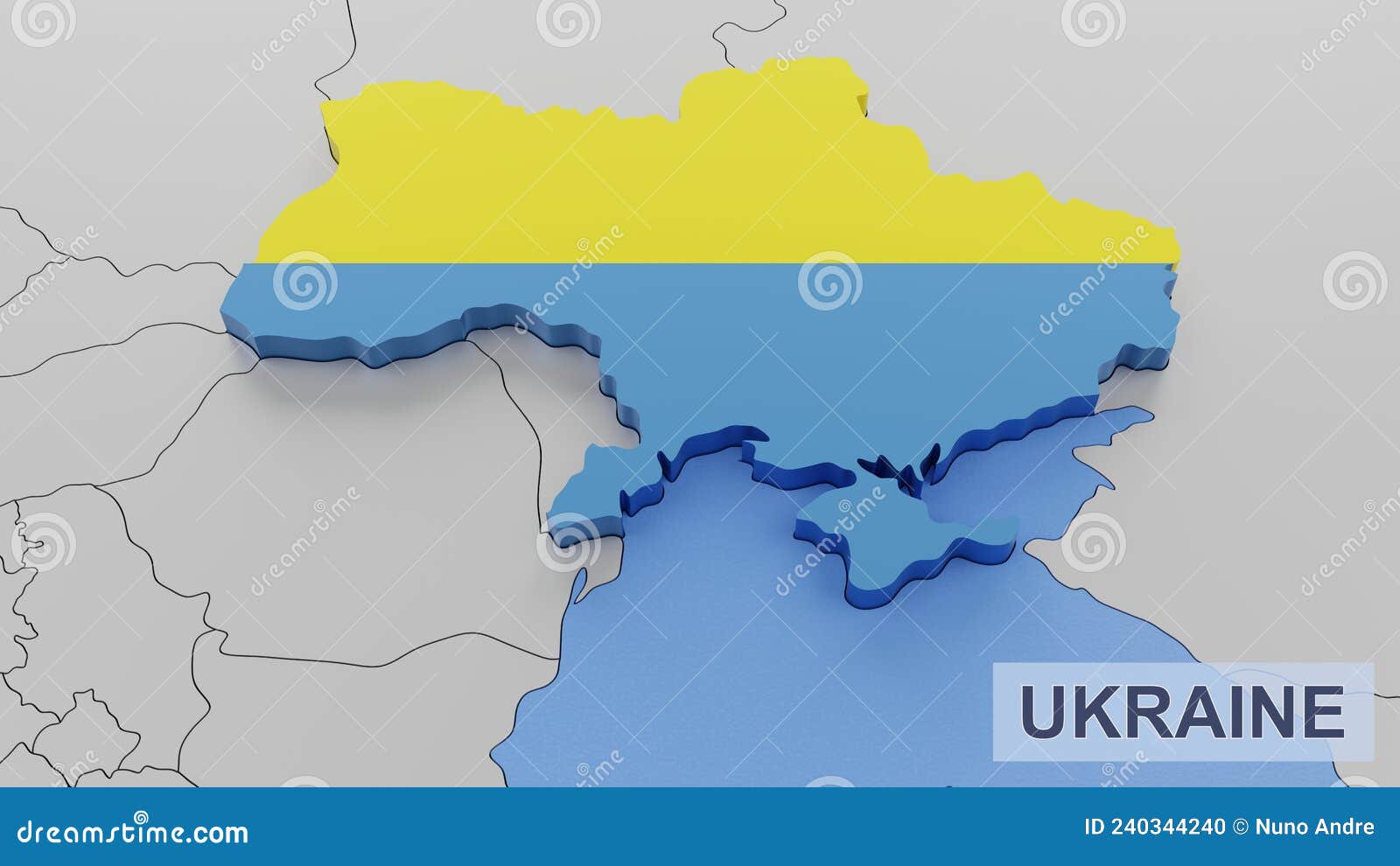 Ukraine Map 3D Illustration Stock Illustration - Illustration of europe ...