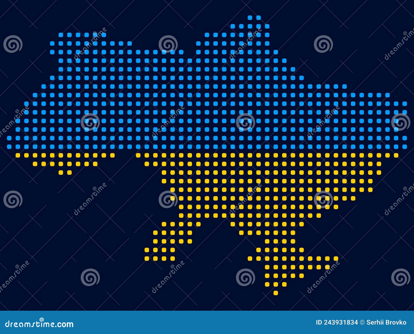 Ukraine Map. Flag Incorporated into the Map of Ukraine. Pixel Map of ...