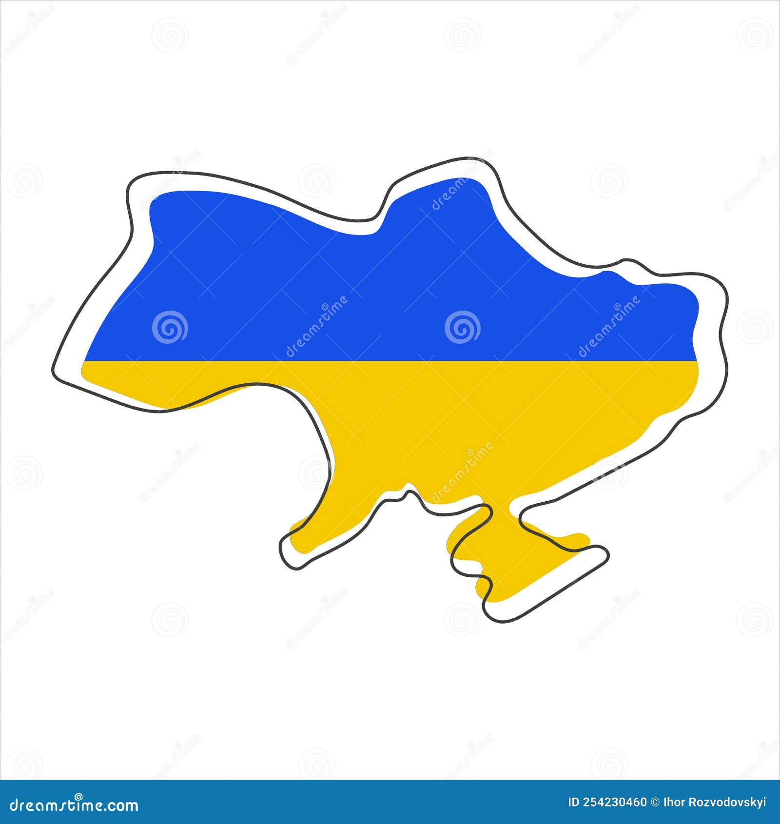 Ukraine Map with Flag and Shadow Isolated on White Background. Vector ...
