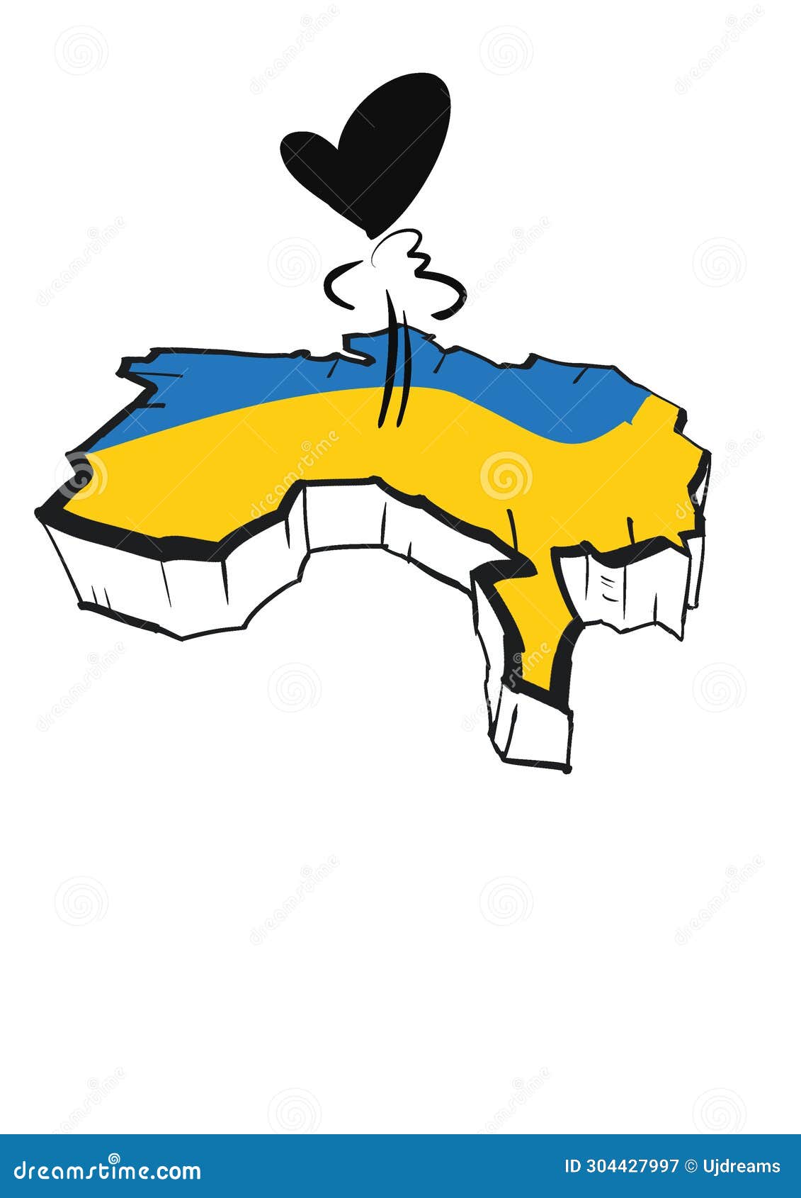 Ukraine map with heart stock illustration. Illustration of geography ...