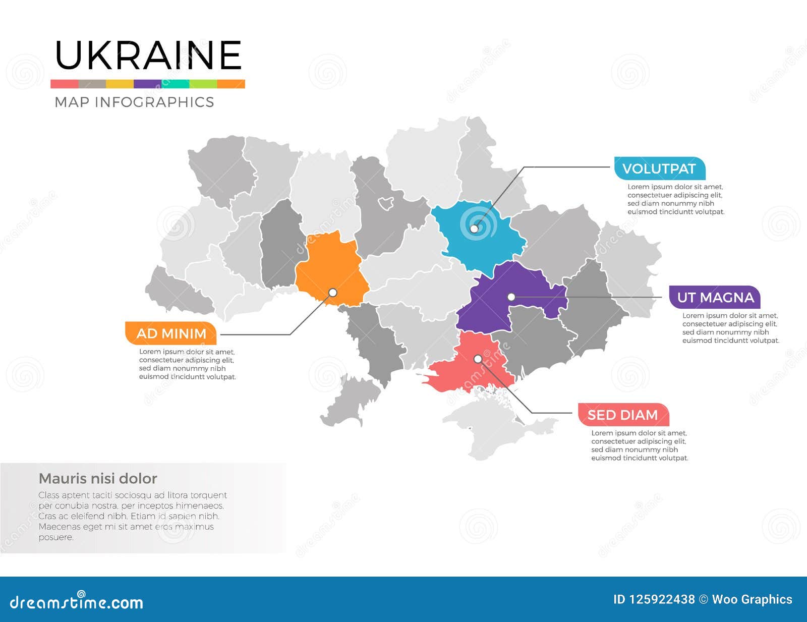 Ukraine Map Infographics Vector Template with Regions and Pointer Marks ...
