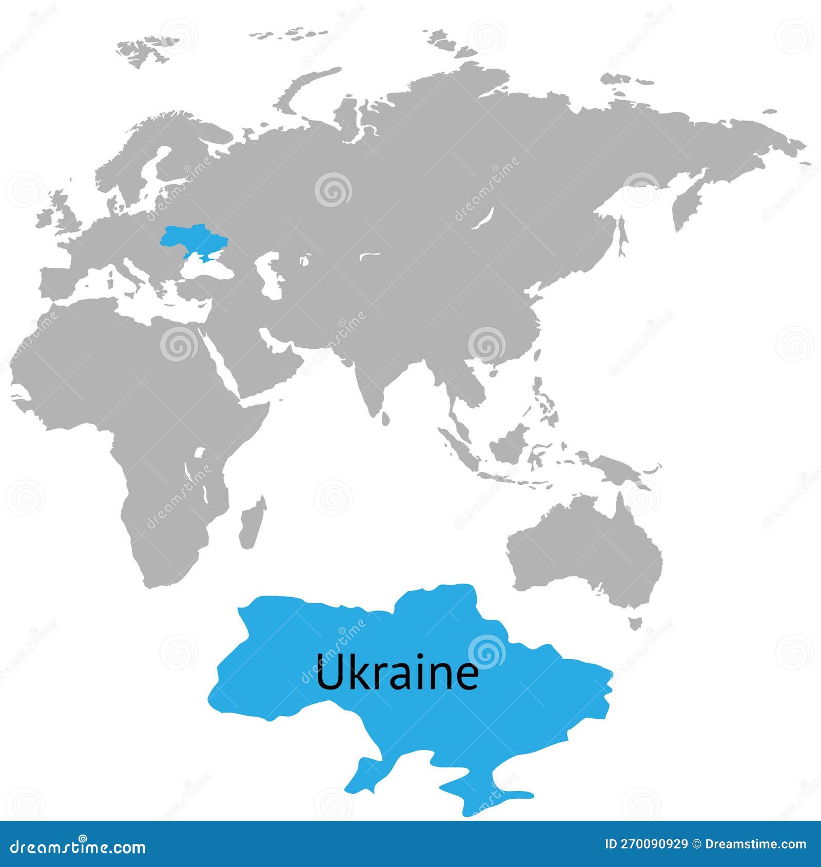 Ukraine Marked by Blue in Grey World Political Map. Stock Vector ...