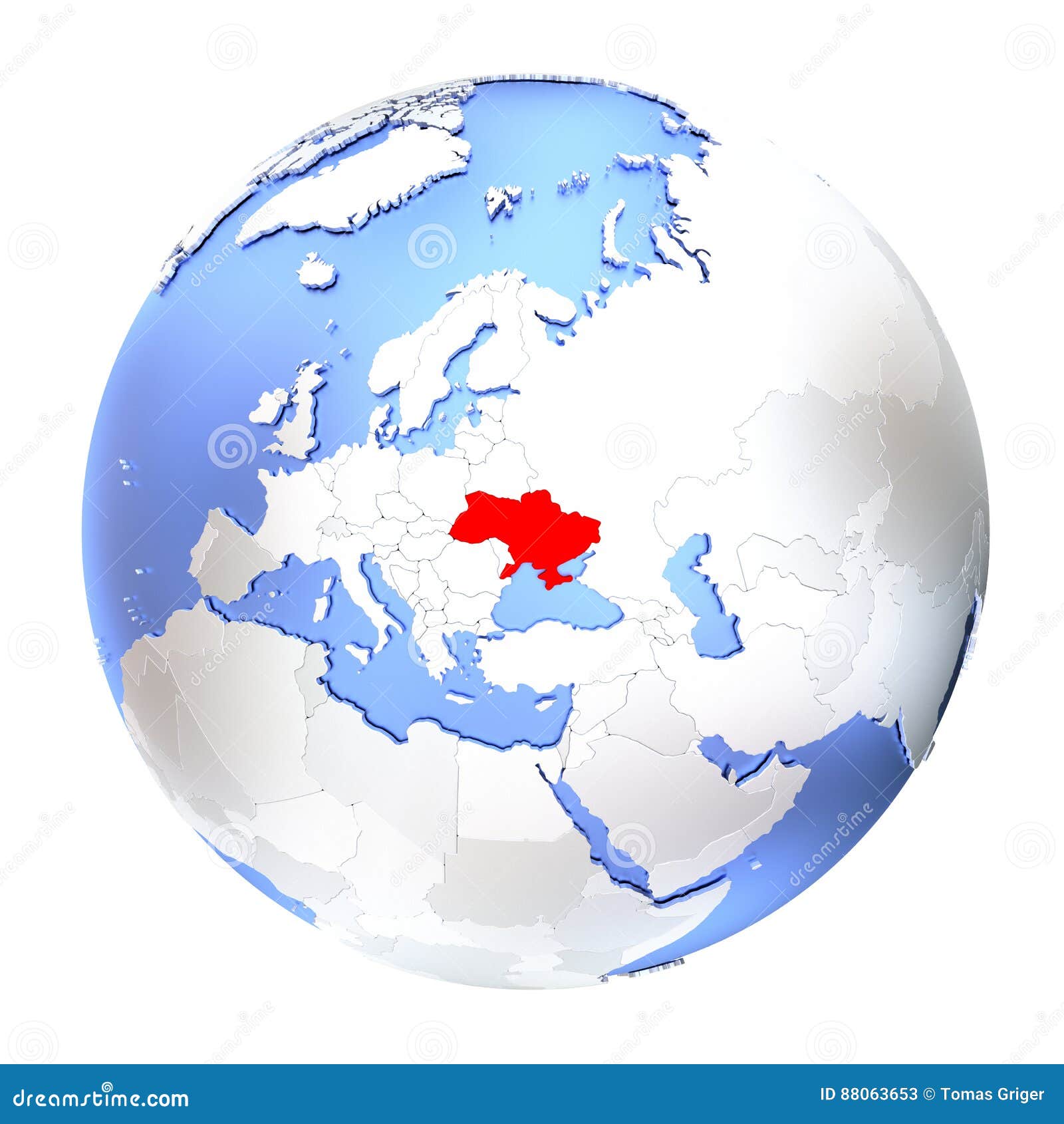 Ukraine on Metallic Globe Isolated Stock Illustration - Illustration of ...