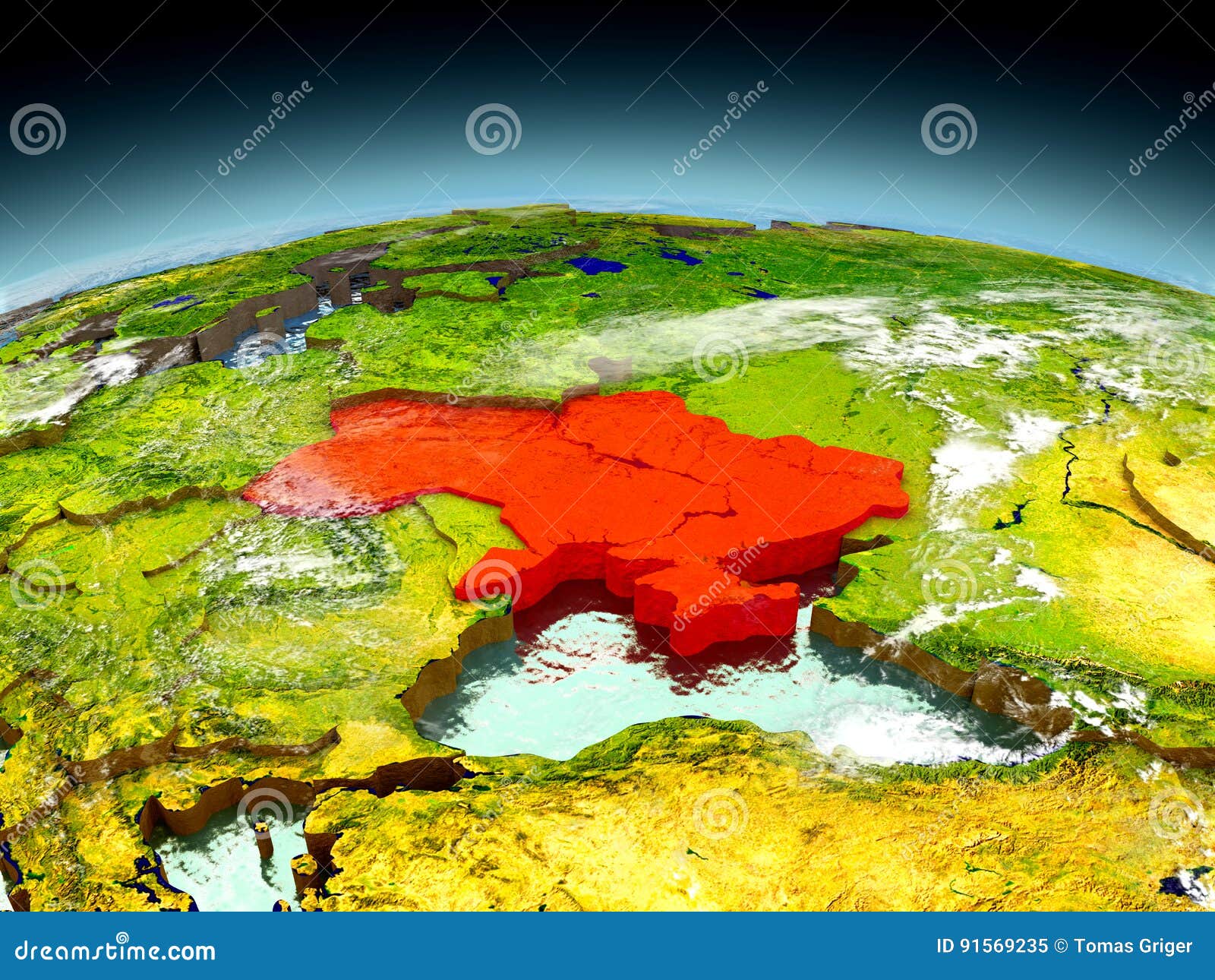 Ukraine on model of Earth stock illustration. Illustration of country ...