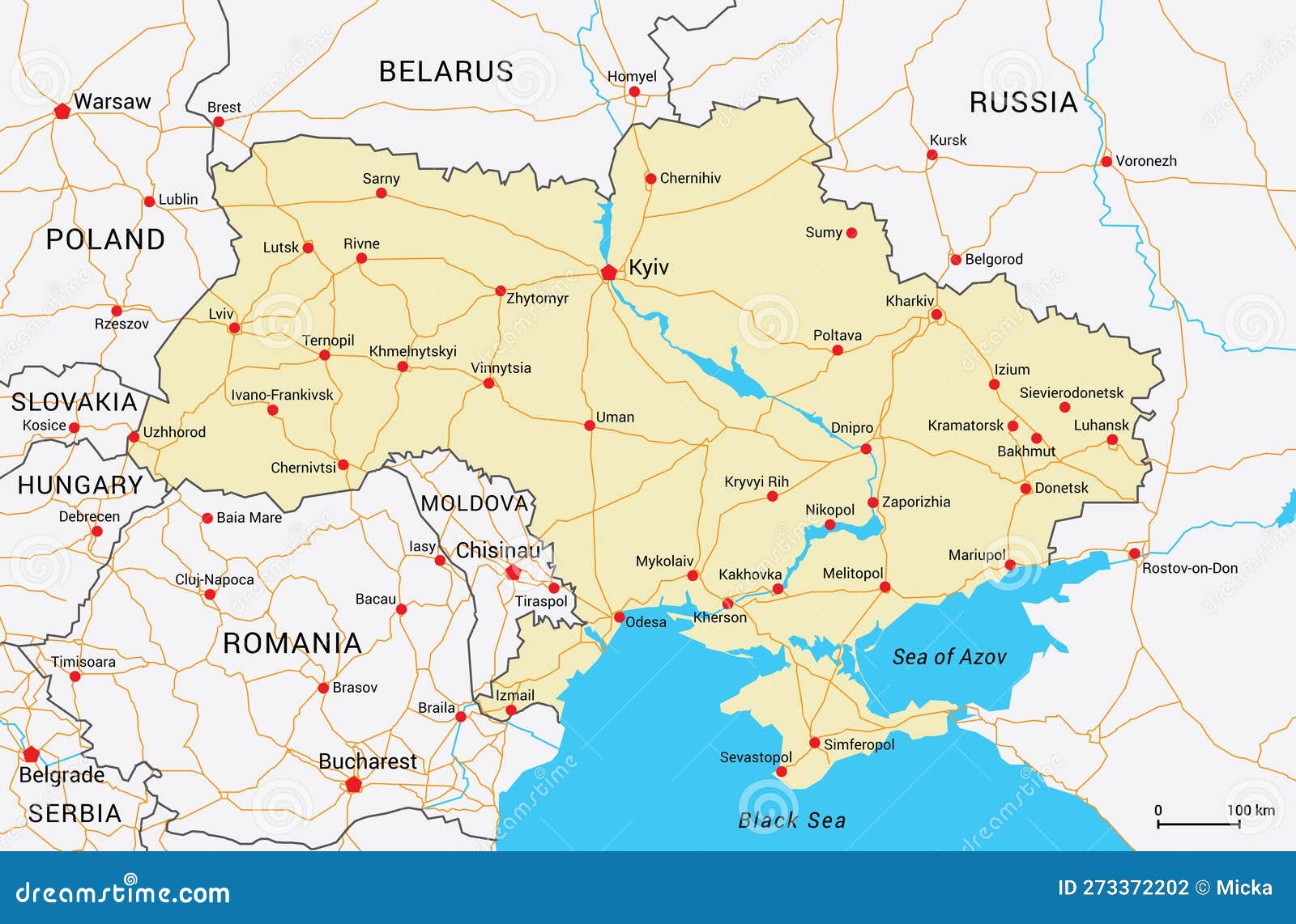 Ukraine And Neighbours Map Vector Illustration | CartoonDealer.com ...