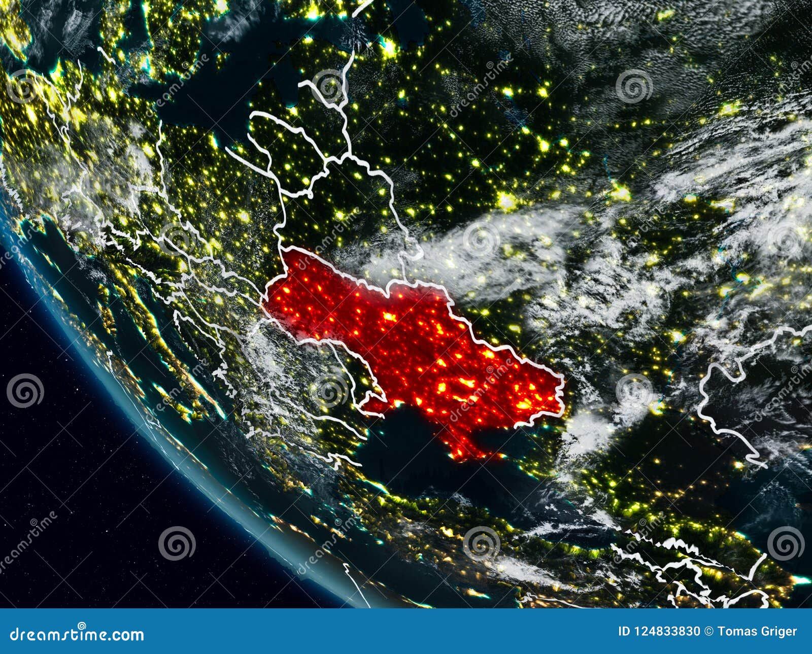 Ukraine at Night from Space Stock Photo - Image of satellite, city ...