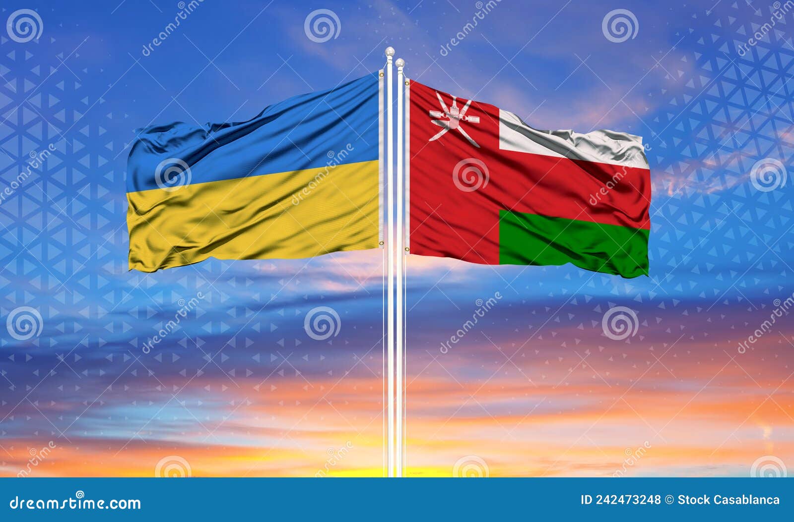Ukraine and Oman two flags stock illustration. Illustration of conflict ...