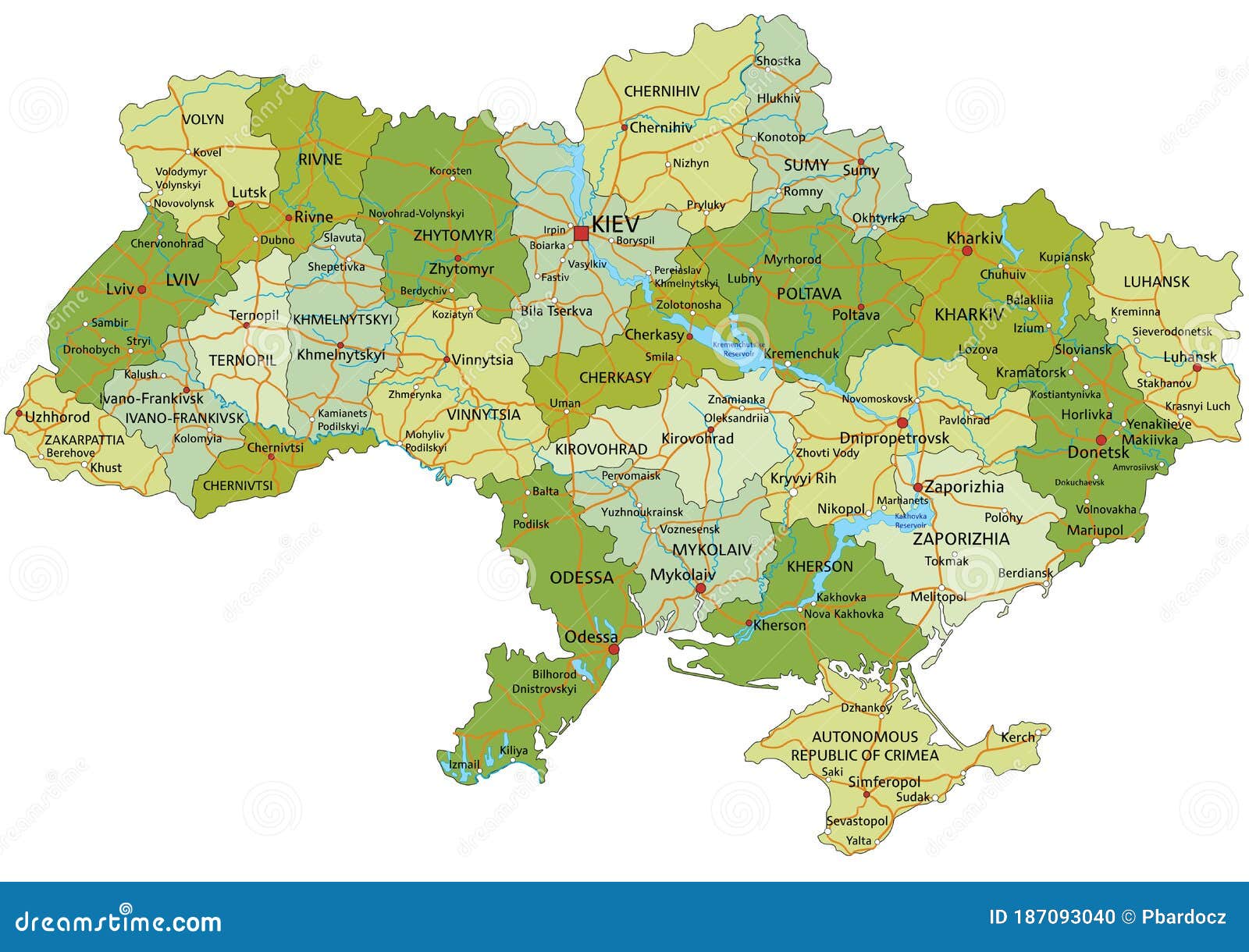 Highly Detailed Editable Political Map with Separated Layers. Ukraine ...