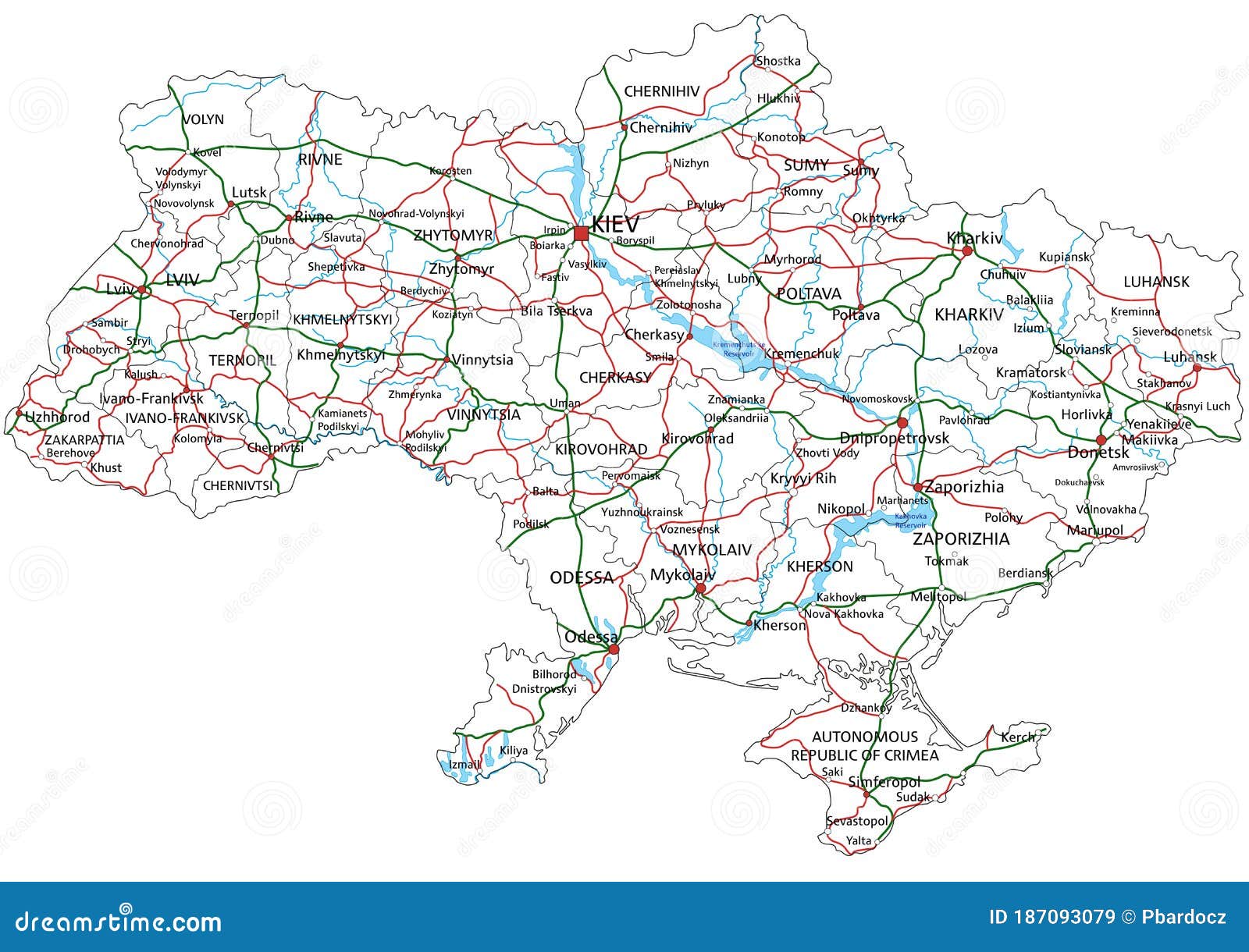 Ukraine Road and Highway Map. Stock Vector - Illustration of graphic ...