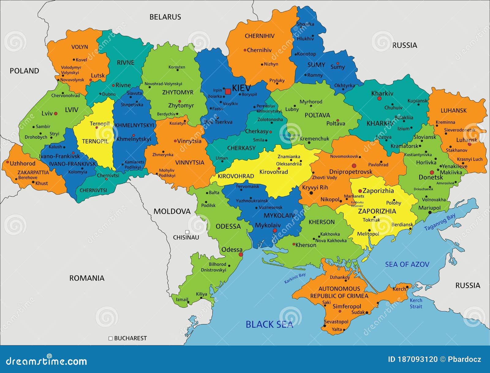 Colorful Ukraine Political Map With Clearly Labeled, Separated Layers ...