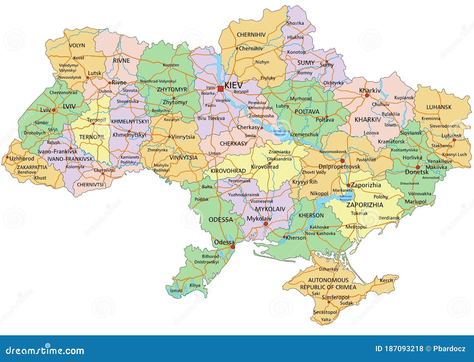 Ukraine - Highly Detailed Editable Political Map With Labeling. Vector ...