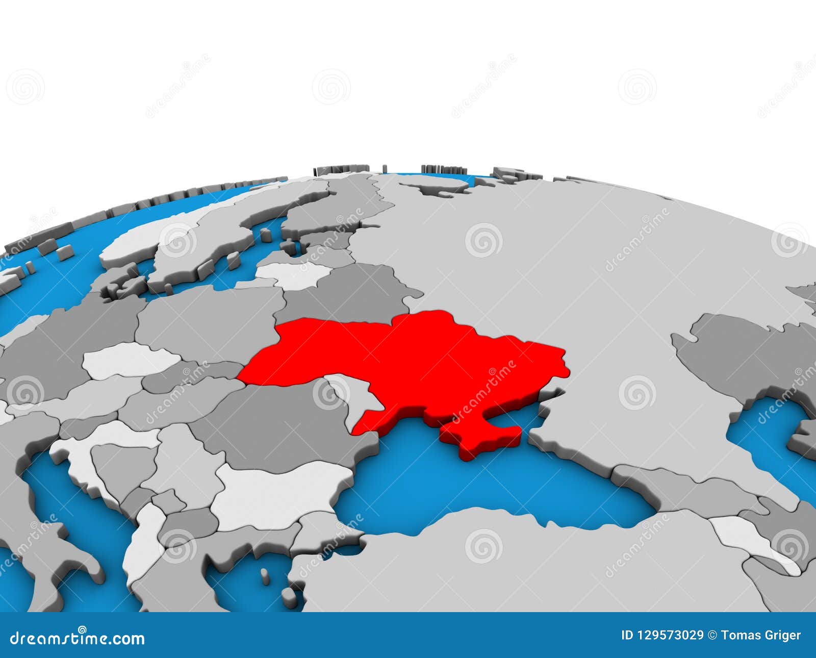 Map of Ukraine on 3D globe stock illustration. Illustration of country ...