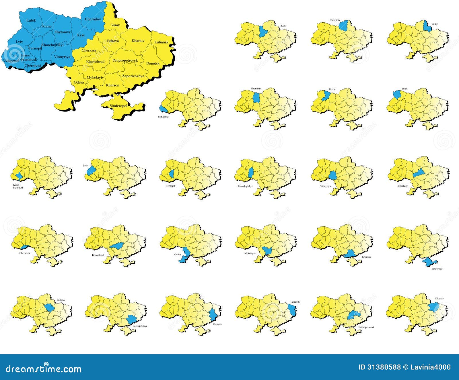 Ukraine provinces maps stock vector. Illustration of cartography - 31380588