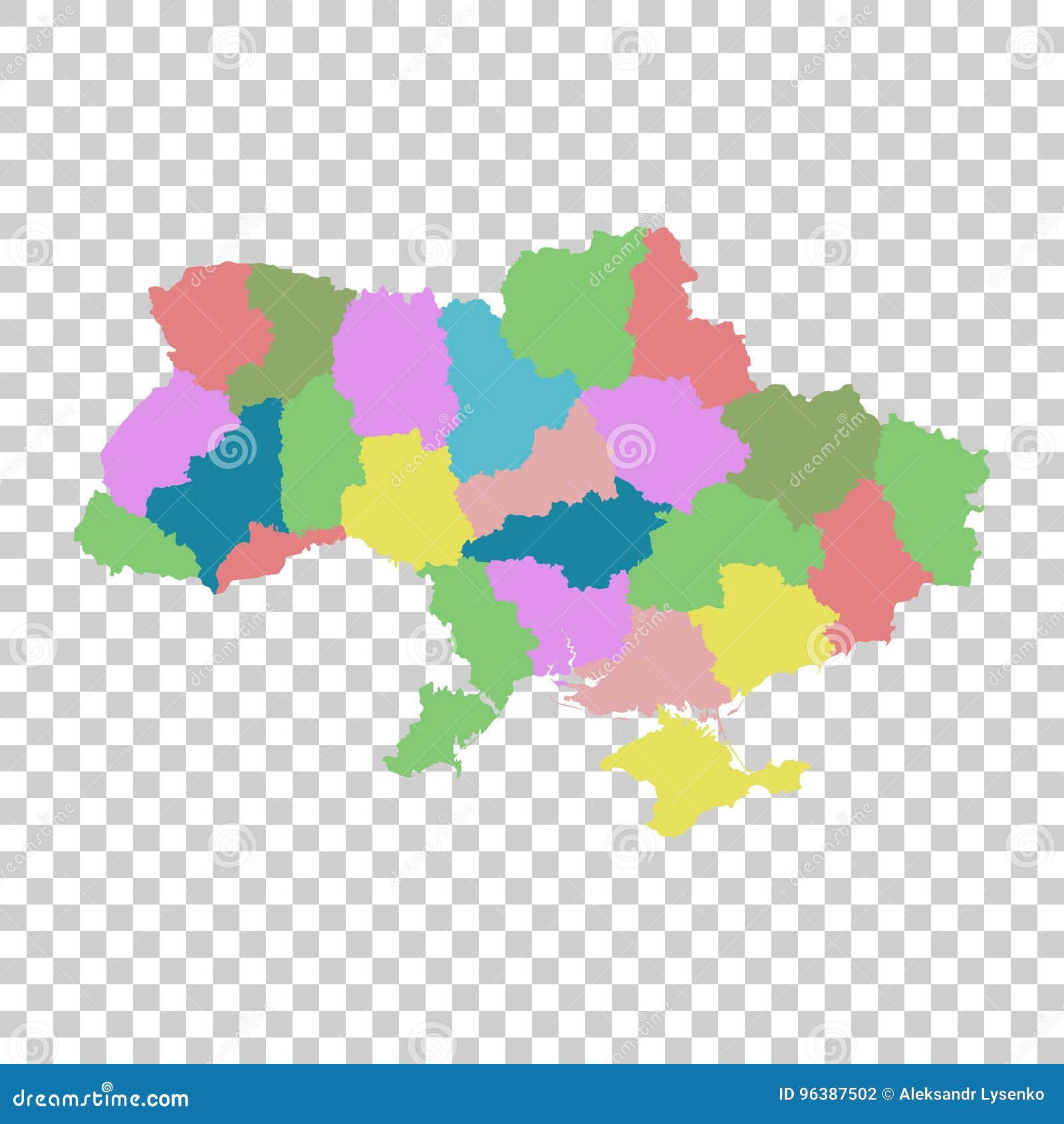 Ukraine with Regions on Isolated Background. Flat Vector Stock Vector ...