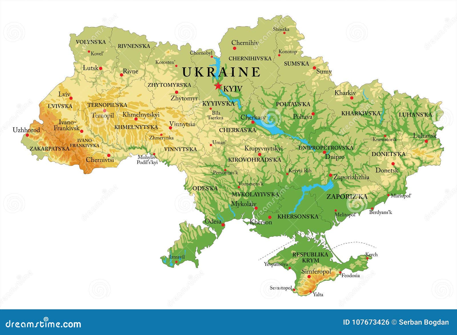Uzhhorod Map Vector Poster Highly Detailed Map In Patriotic Yellow Blue ...
