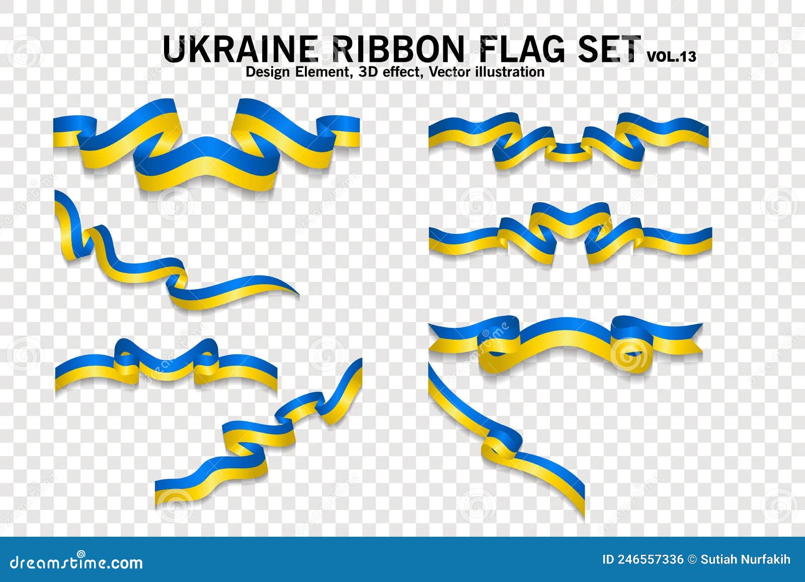 Ukraine Ribbon Flags Set, Design Element. 3D on a Transparent ...