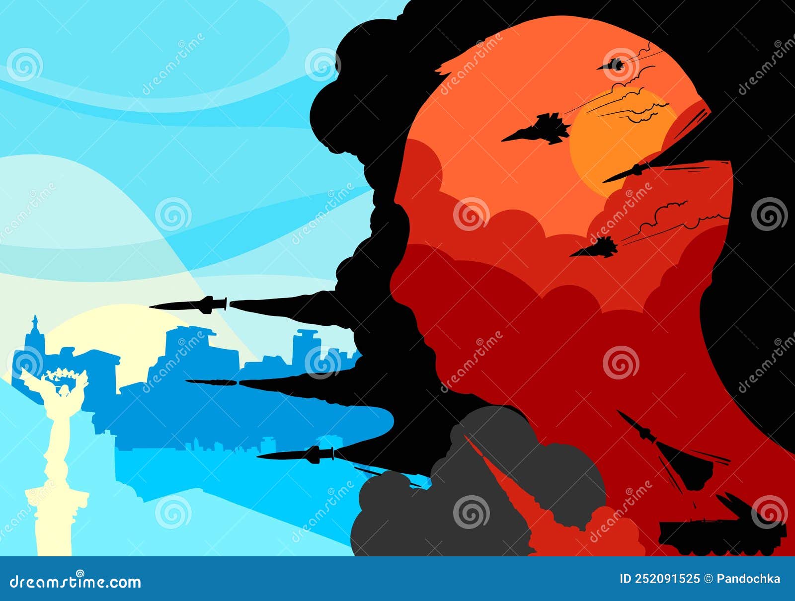 Ukraine, Russian Aggression, Military Invasion, Bombing Stock Vector ...