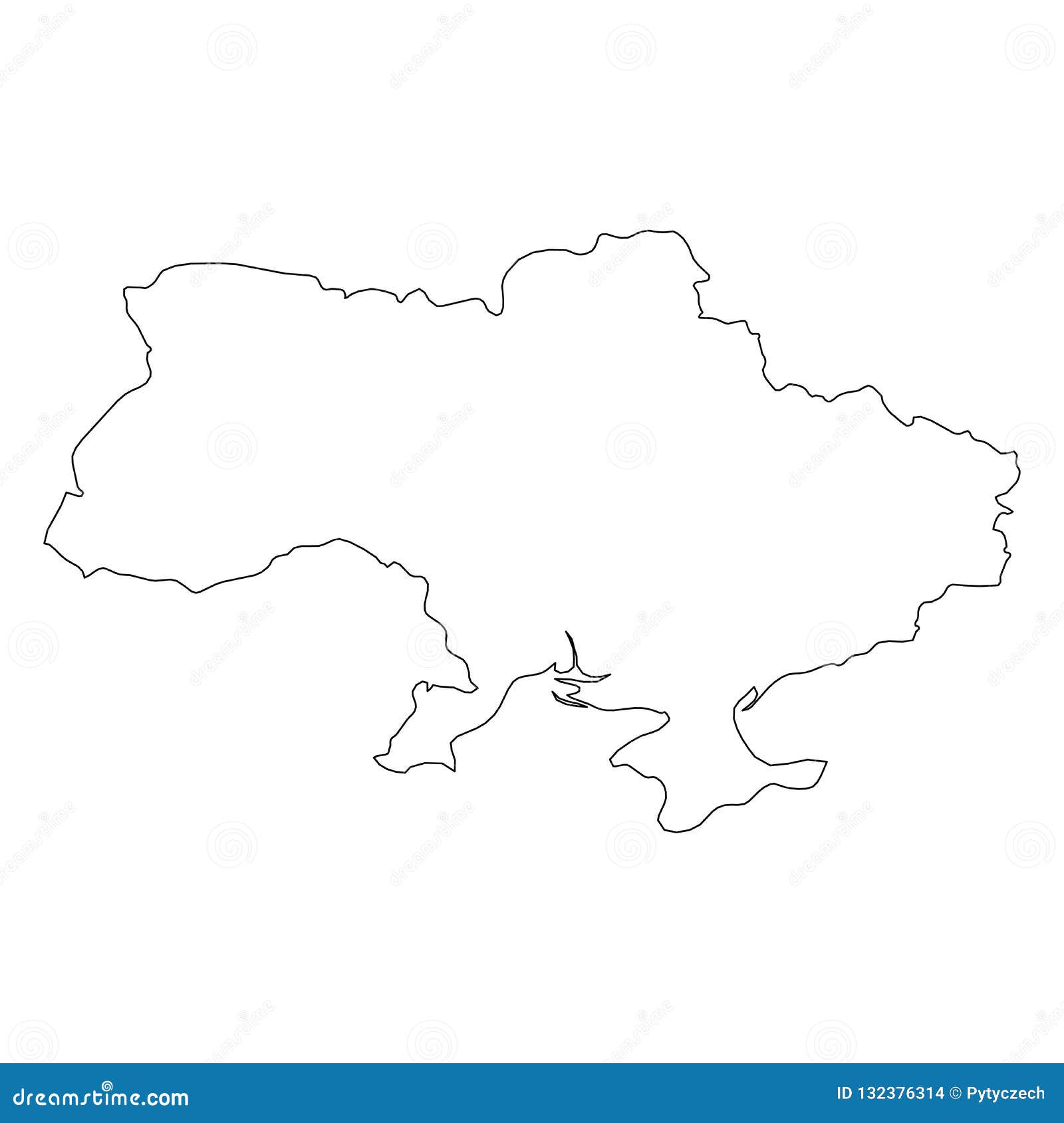 Ukraine - Solid Black Outline Border Map of Country Area. Simple Flat ...