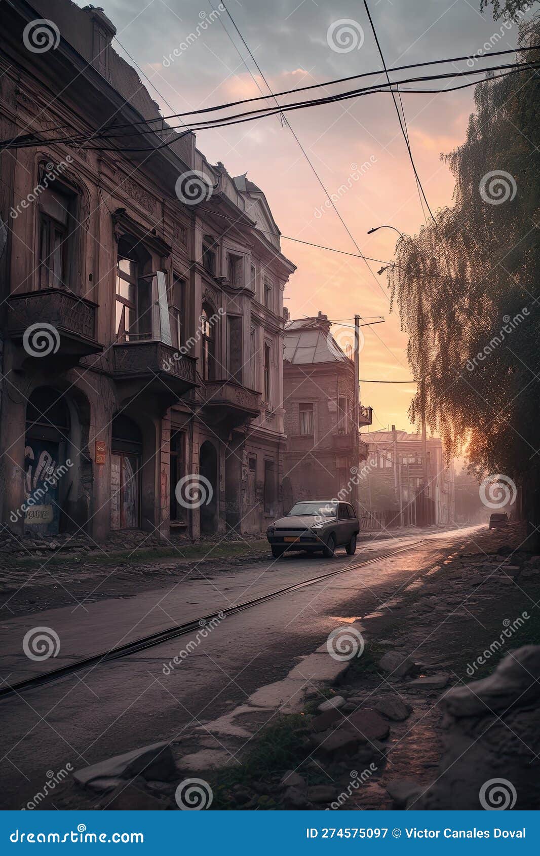 Ukraine Street with Red Lights in the Evening Stock Illustration ...