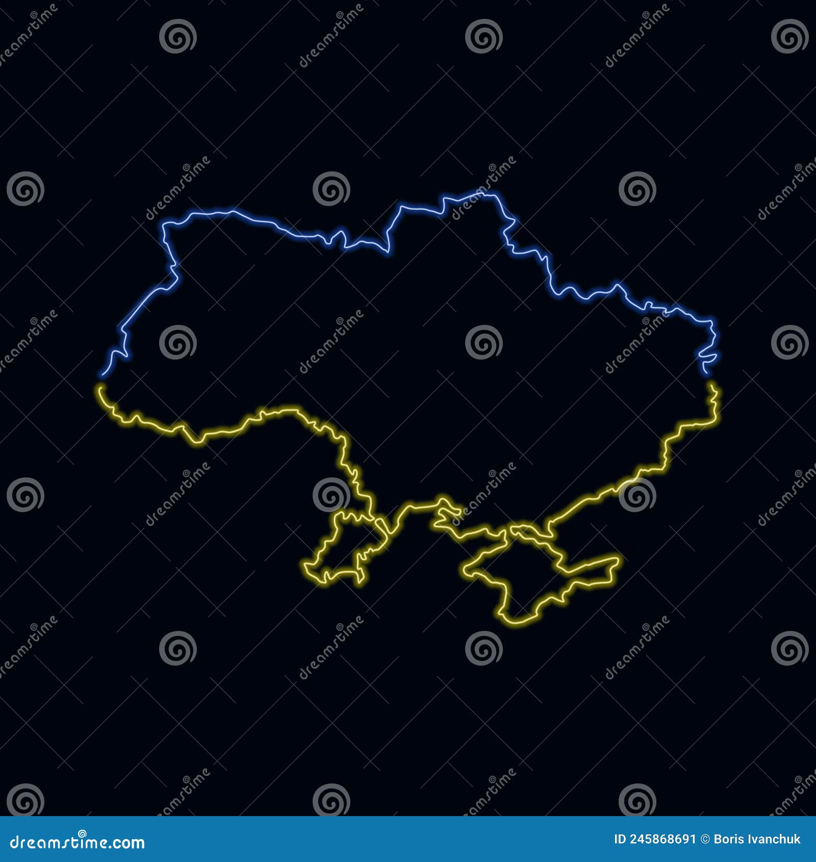 Ukraine Territory Map with Neon Effect on Dark Background Stock Vector ...