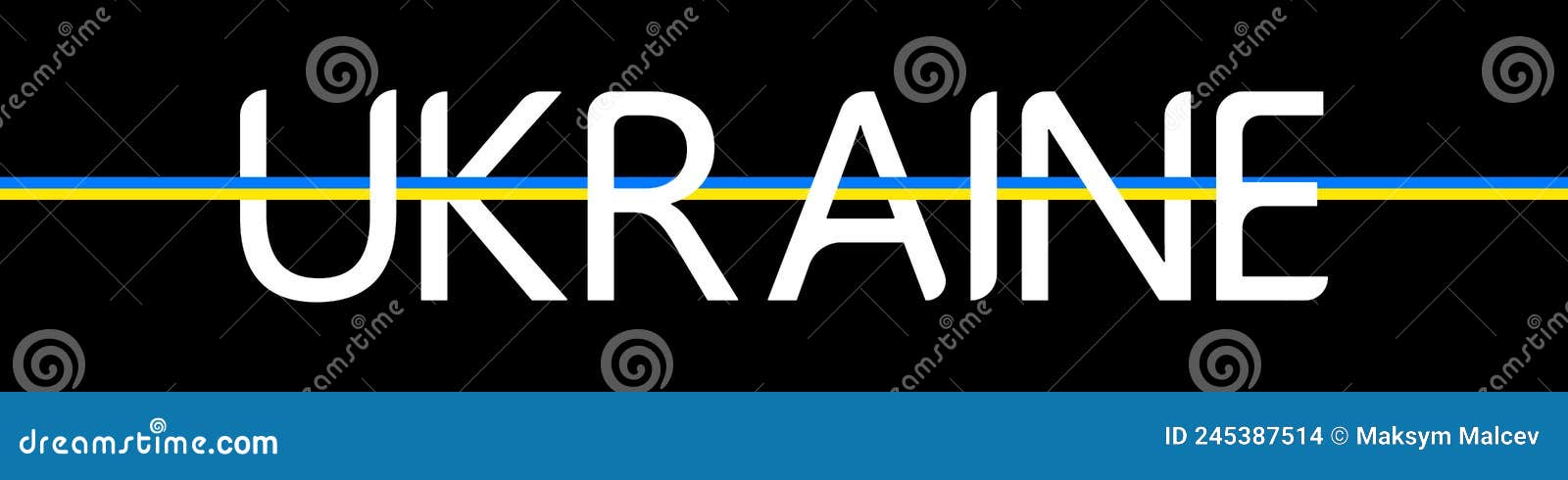 Ukraine Text with Abstract Flag on Black Background. Vector ...