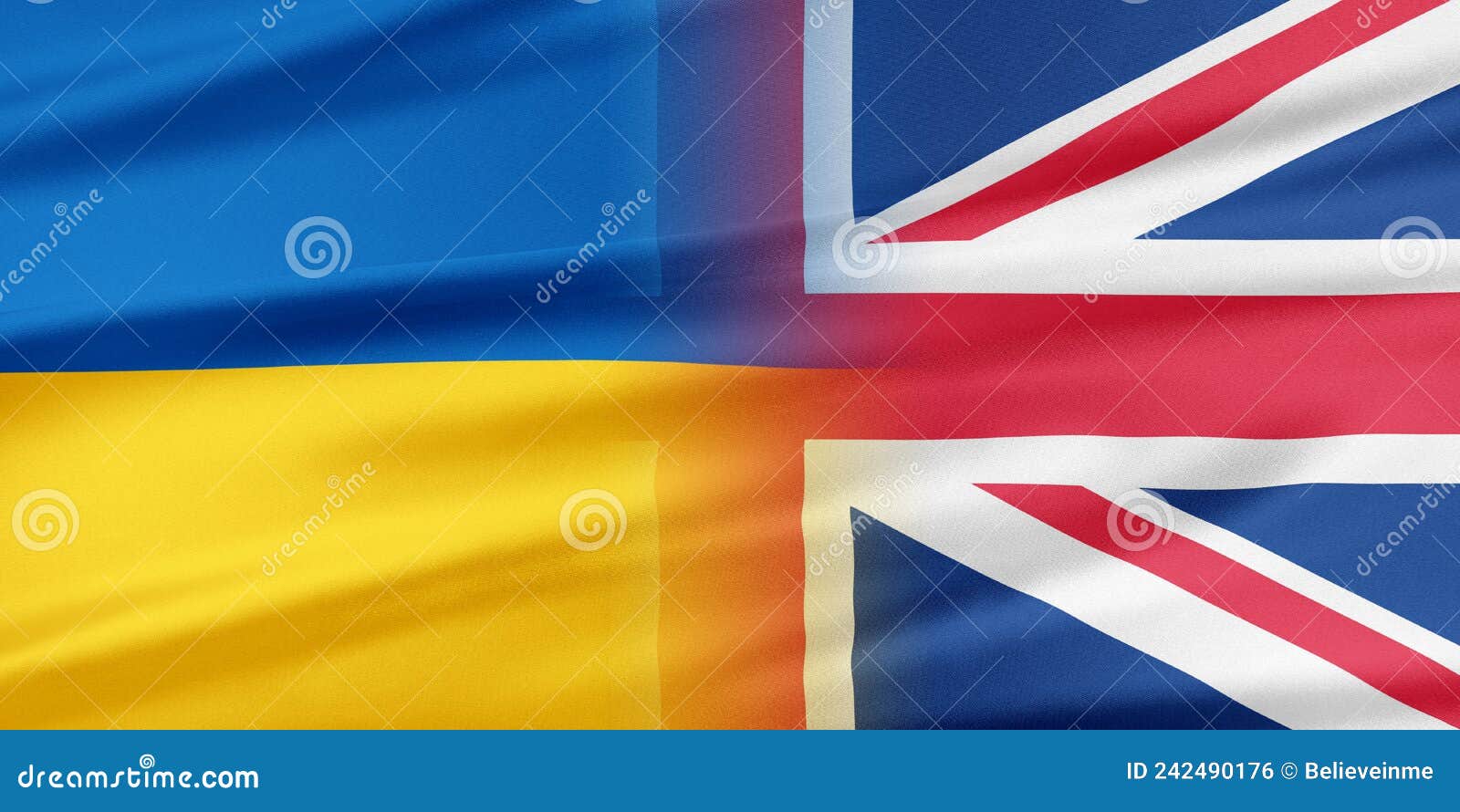 Ukraine and UK flags. stock photo. Image of banner, great - 242490176
