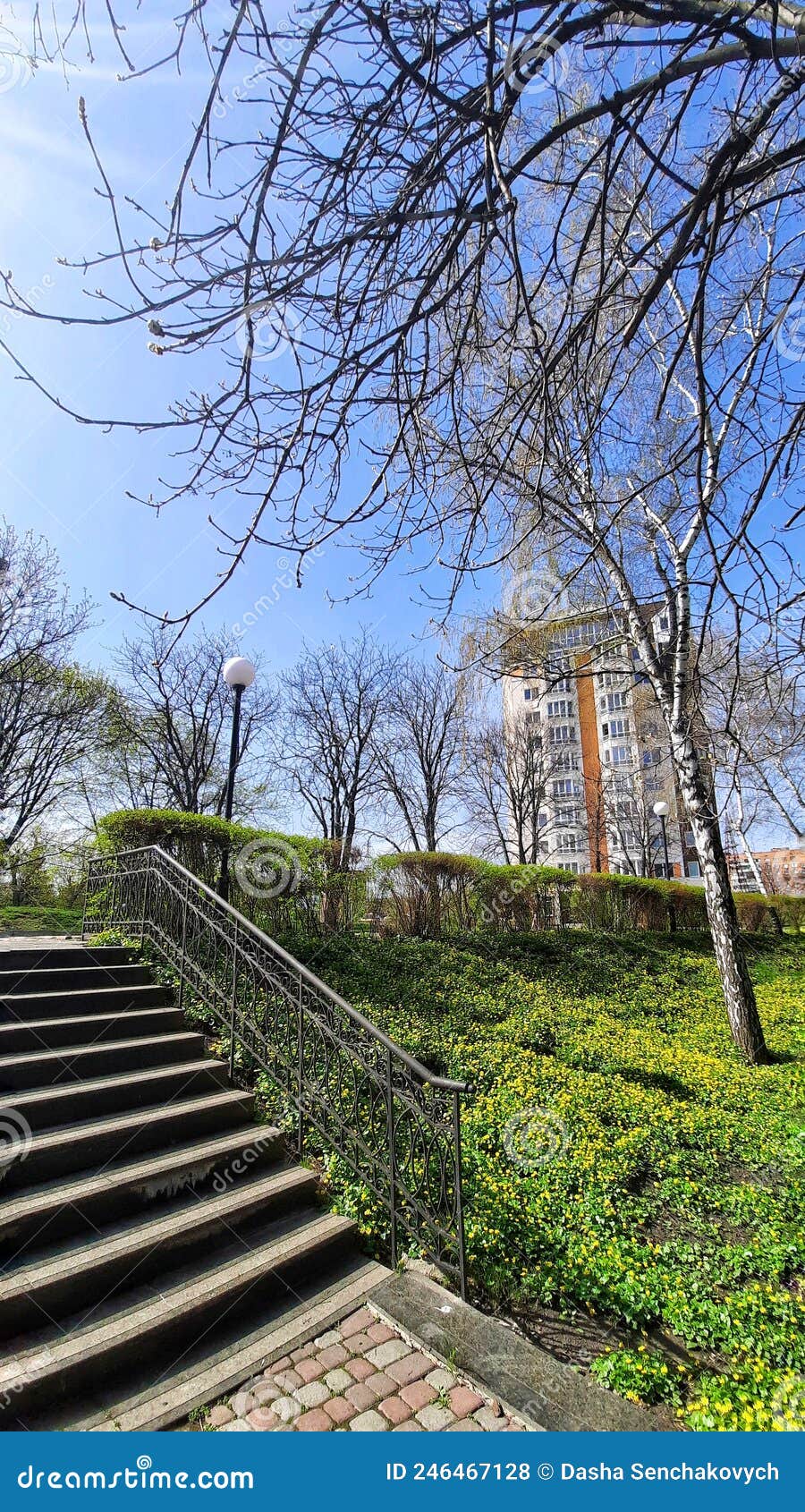 Ukrainian Beautiful Spring Town in the Morning Stock Photo - Image of ...