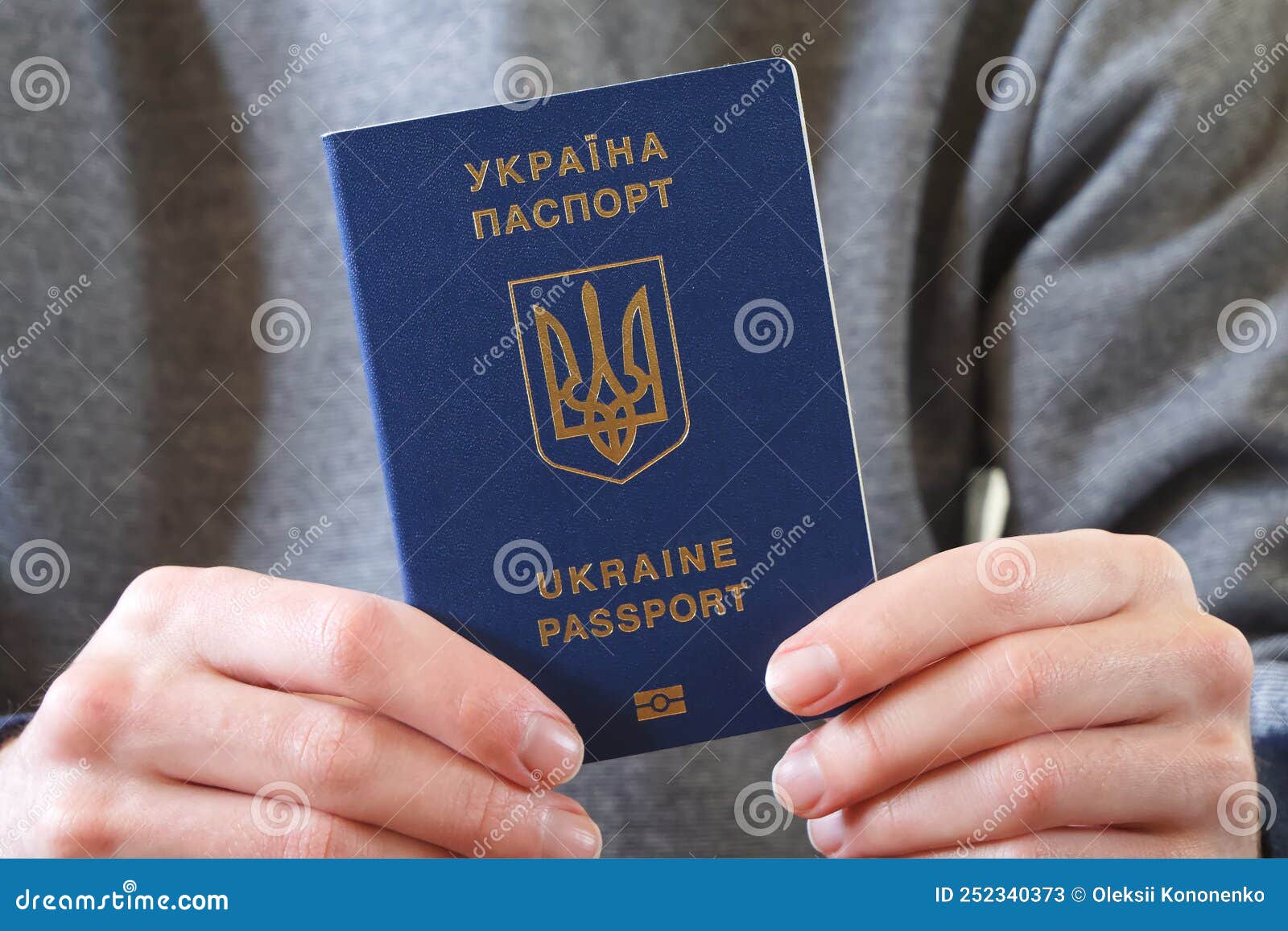 Two Ukrainian Biometric Passports With Fifty Euros Banknote Stock