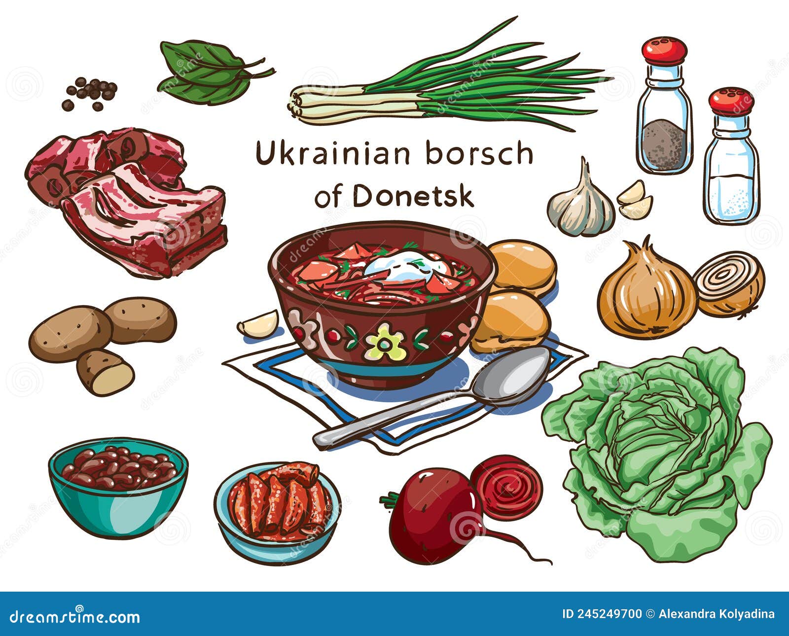 Ukrainian Borsch Plate Pop Art Raster Illustration | CartoonDealer.com ...