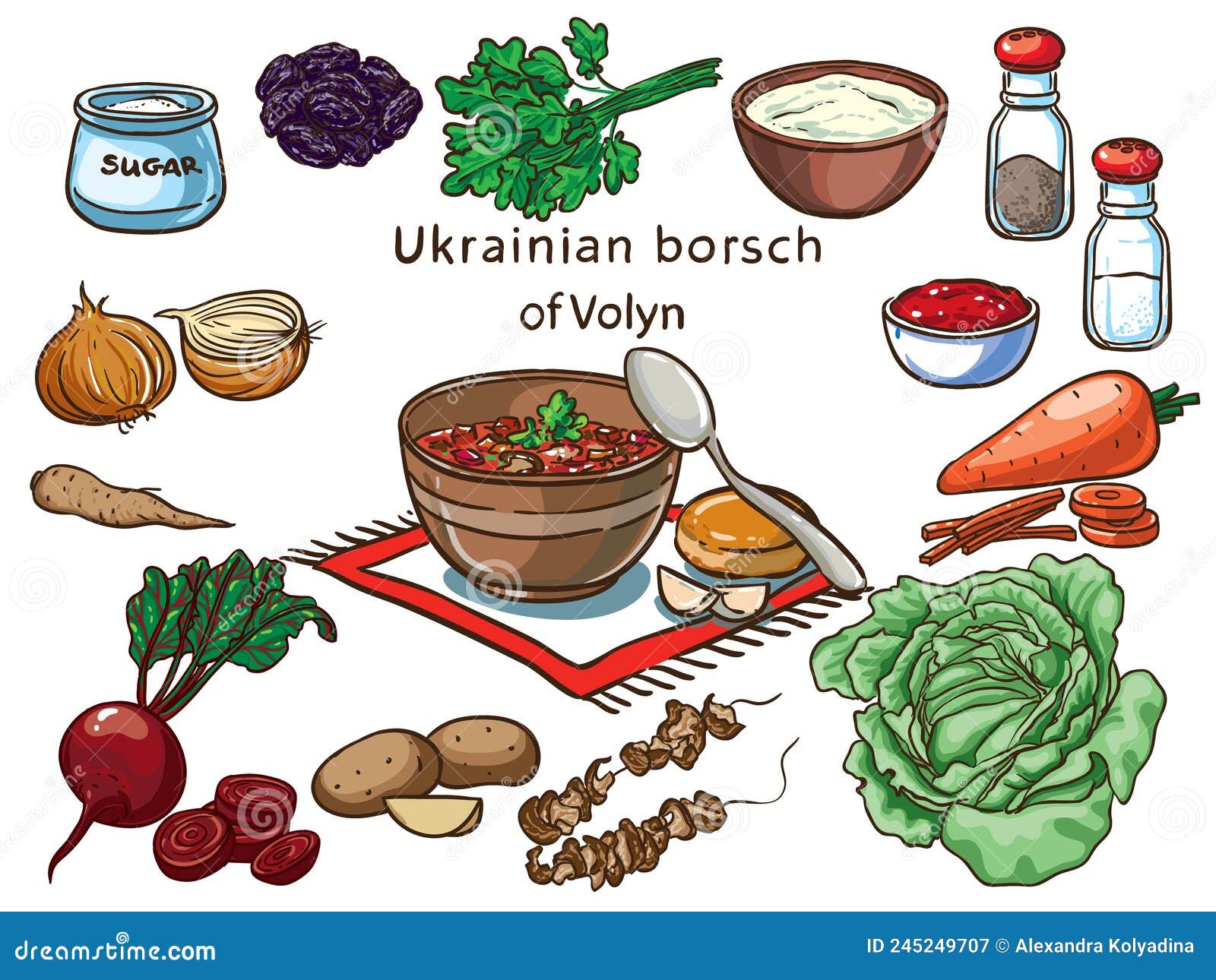 Ukrainian Borsch Plate Pop Art Raster Illustration | CartoonDealer.com ...