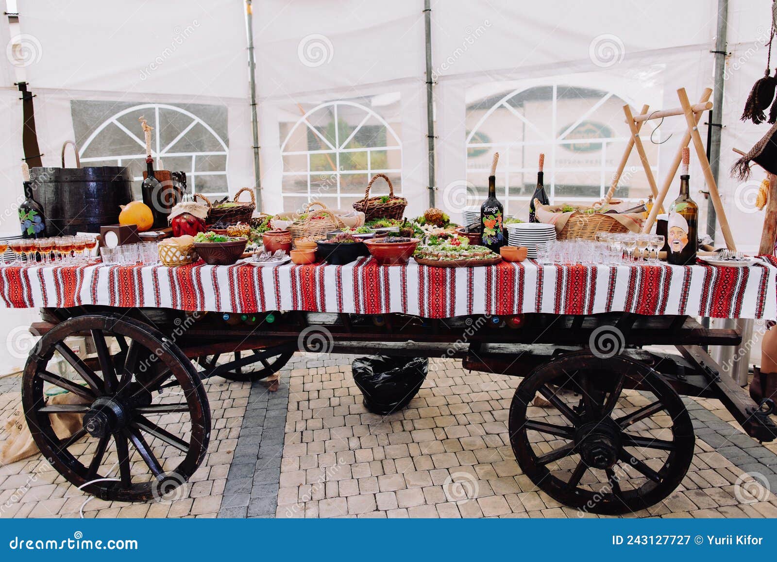 Ukrainian Buffet Table. Impressive Buffet in the Wedding Hall. Cossack ...