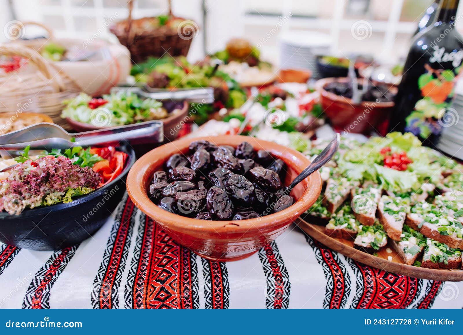 Ukrainian Buffet Table. Impressive Buffet in the Wedding Hall. Cossack ...