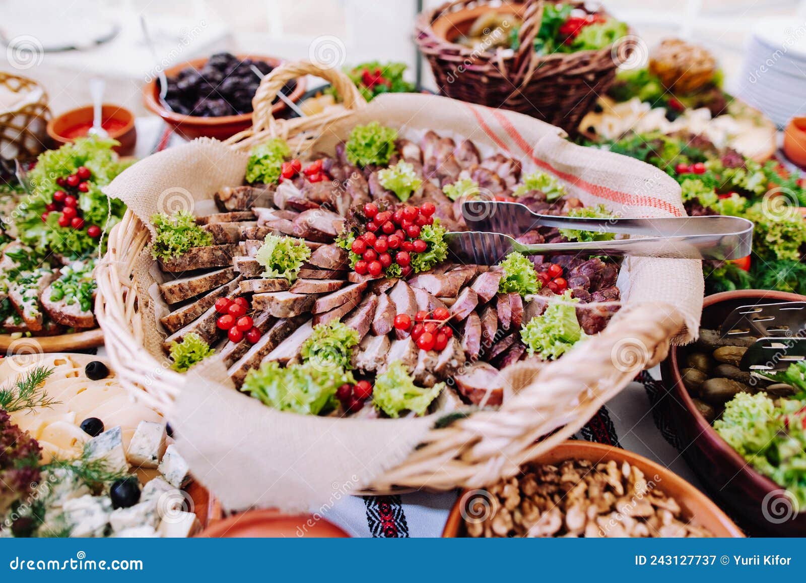 Ukrainian Buffet Table. Impressive Buffet in the Wedding Hall. Cossack ...